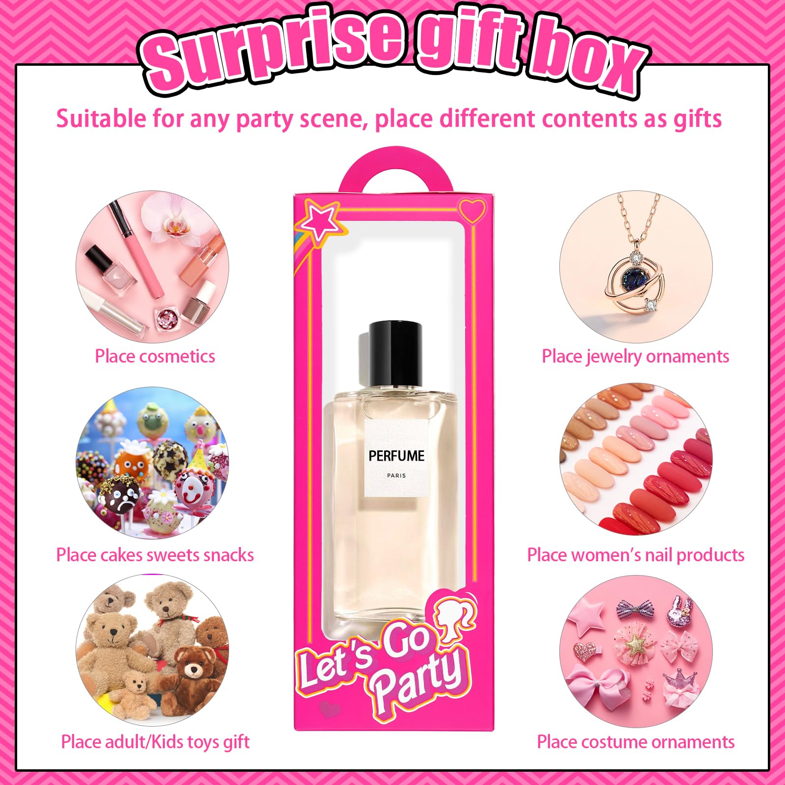 Snapklik.com : 24Pcs Pink Birthday Party Decorations Boxes Can Built-in ...