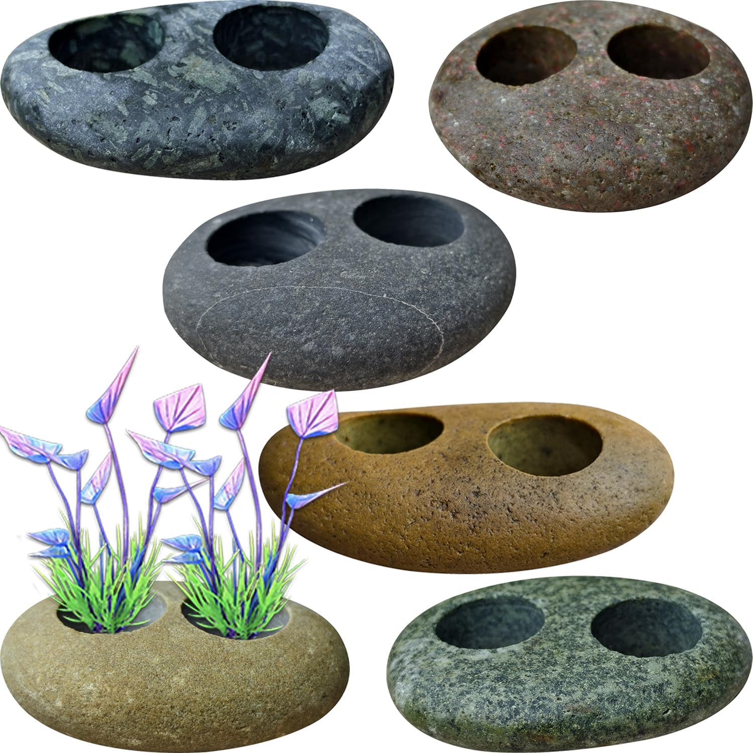 Amazon.com: XIOFU Natural River Stone Plant Weights for Aquarium ...