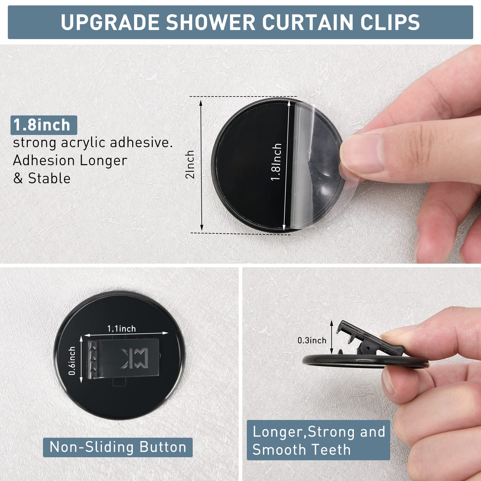 Snapklik.com : Kitosun Adhesive Shower Curtain Clips - Bath Shower ...