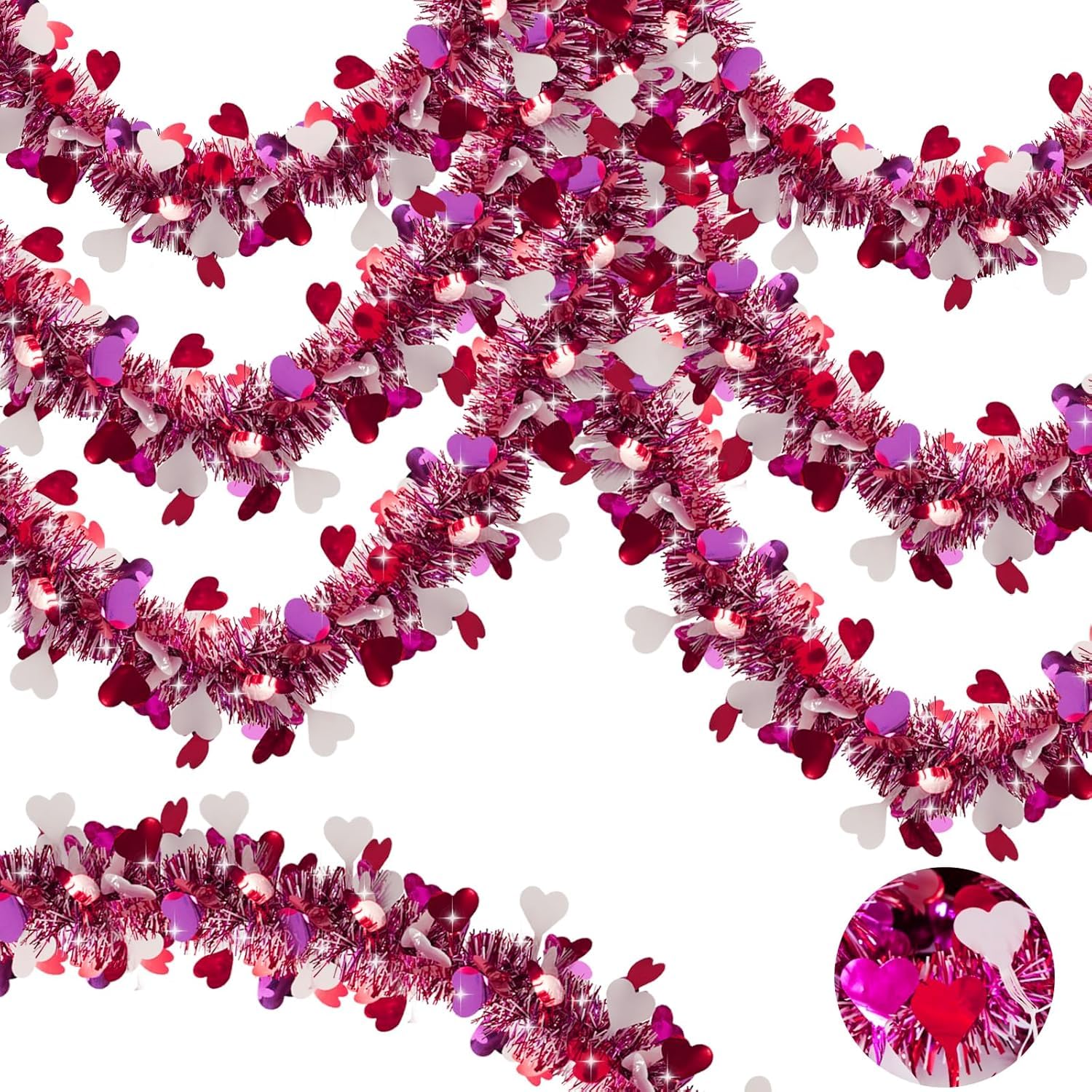 Amazon.com: Valentines Day Garland Decor, 50 Feet Valentine Heart ...