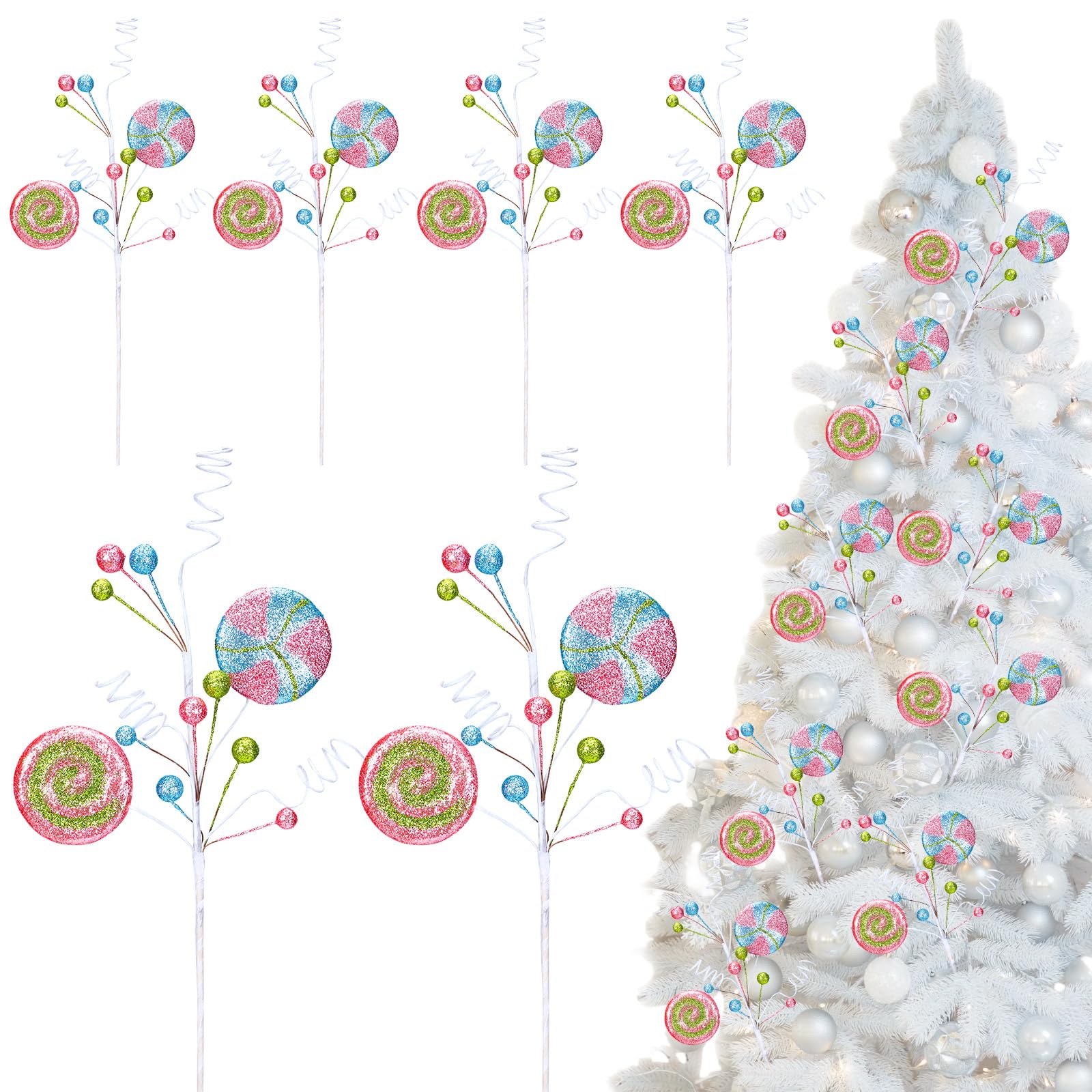 Amazon.com: Gejoy 6 Pcs 15.75 Inch Christmas Tree Picks Xmas Candy and ...
