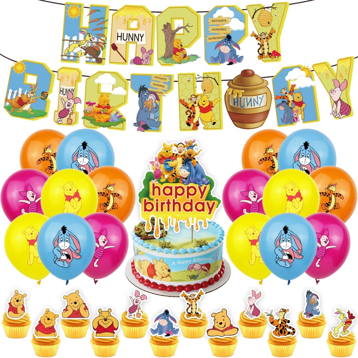 Amazon.com: Winnie Kids Birthday Party Decorations,44pcs Birthday Party ...