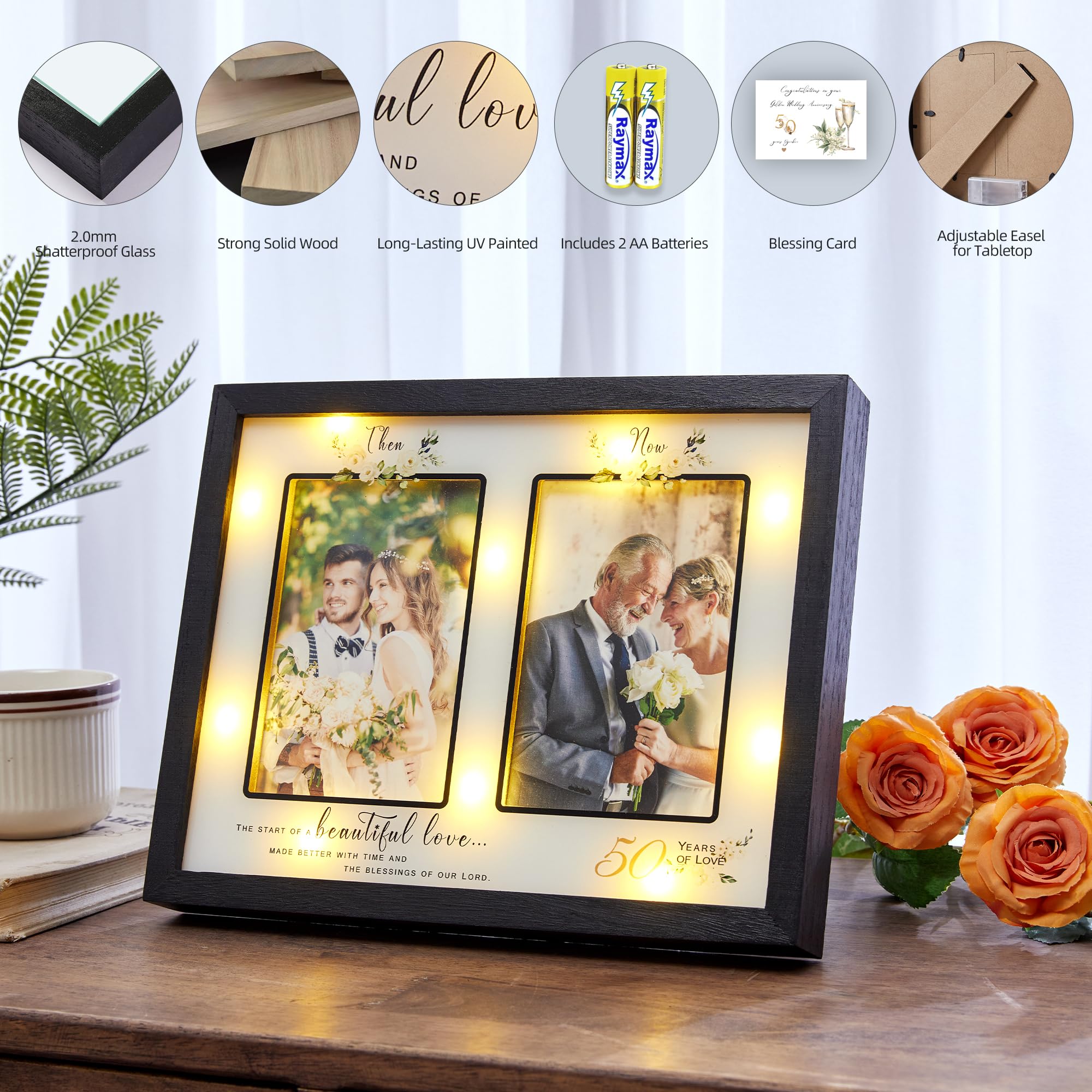 Snapklik.com : Then & Now 50th Anniversary Picture Frame For Couple ...
