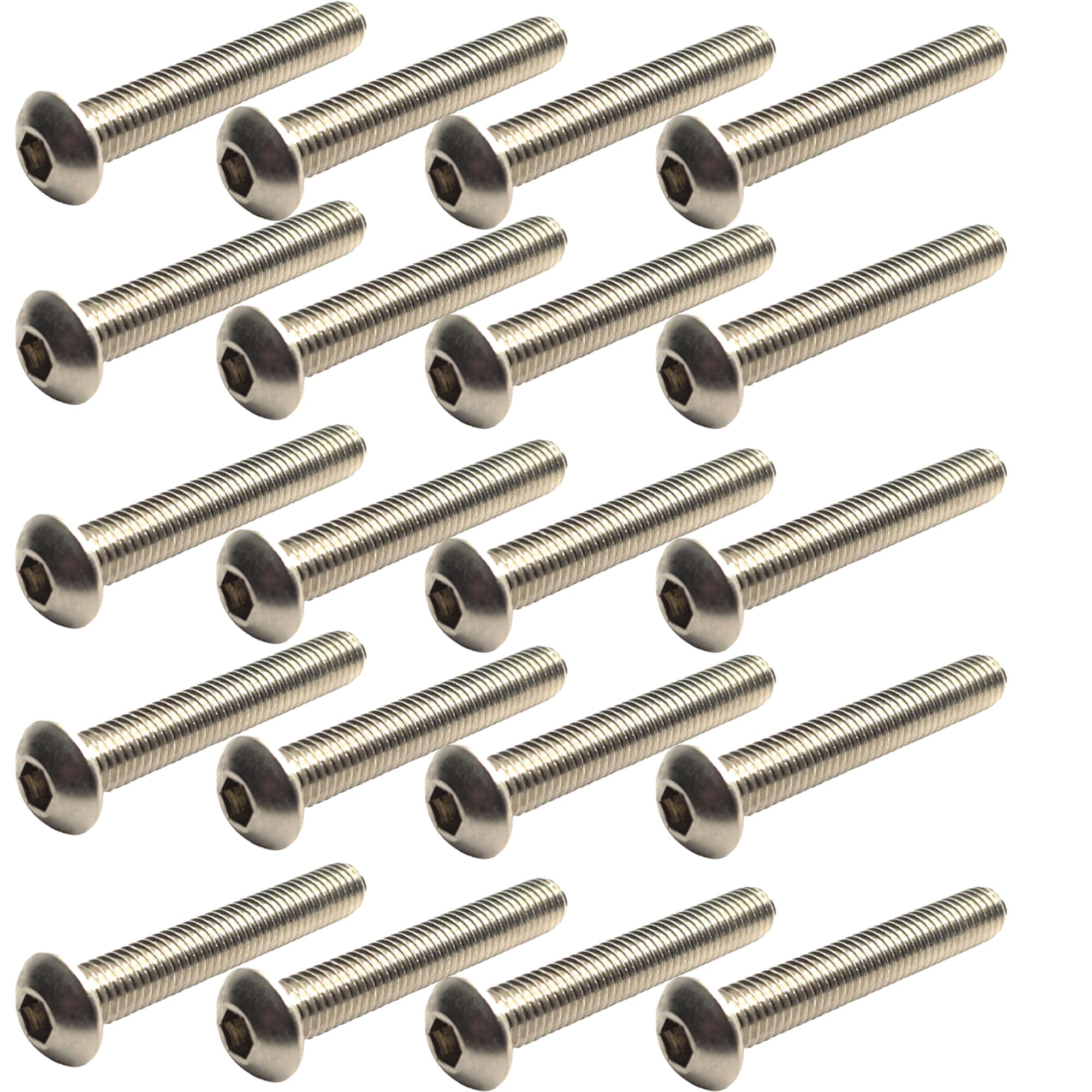 M3 x 20mm Hex Socket Button Machine Bolt Fully Threaded Made of A2 ...