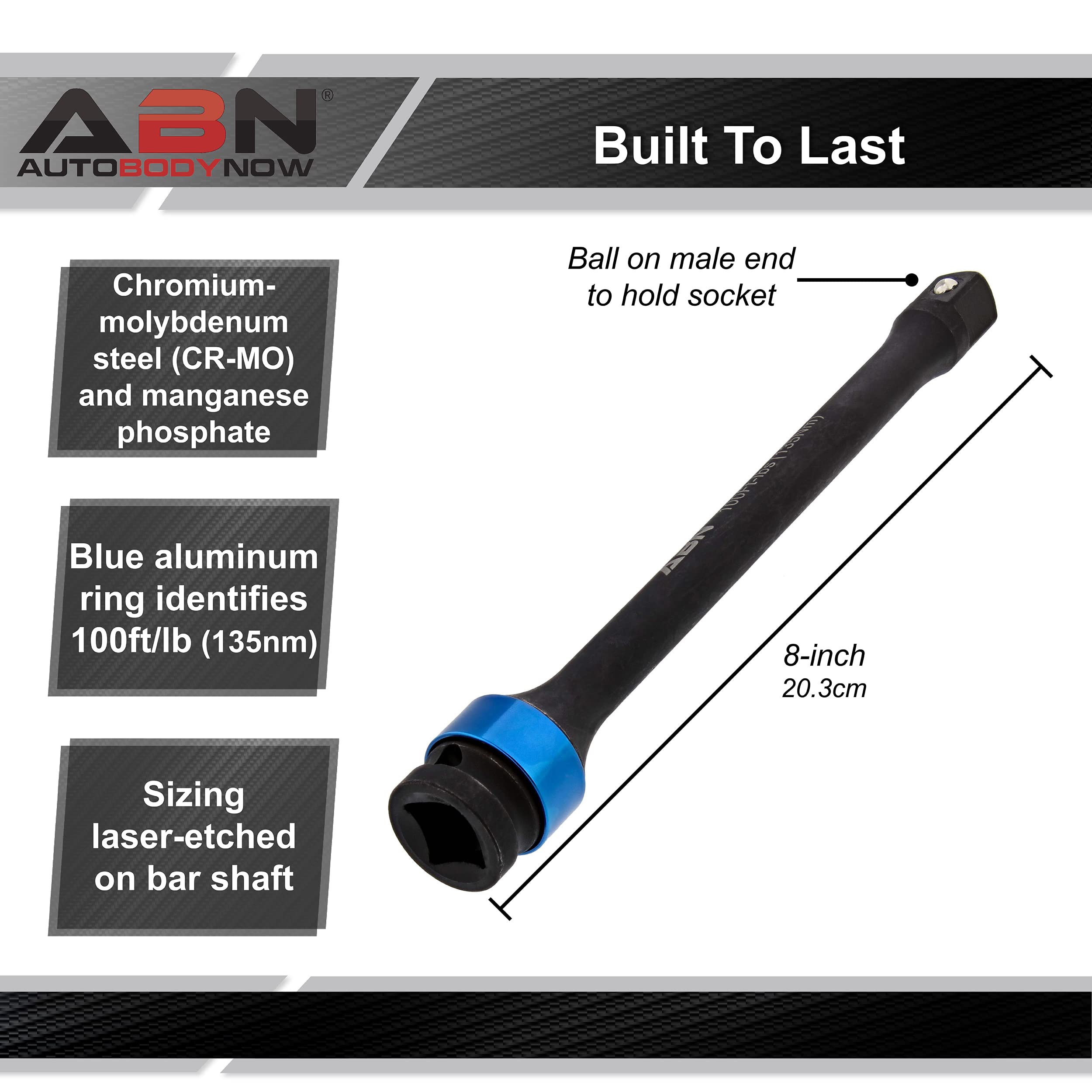 Snapklik.com : ABN 1/2in Drive 8in Long Torque Limiting Socket ...
