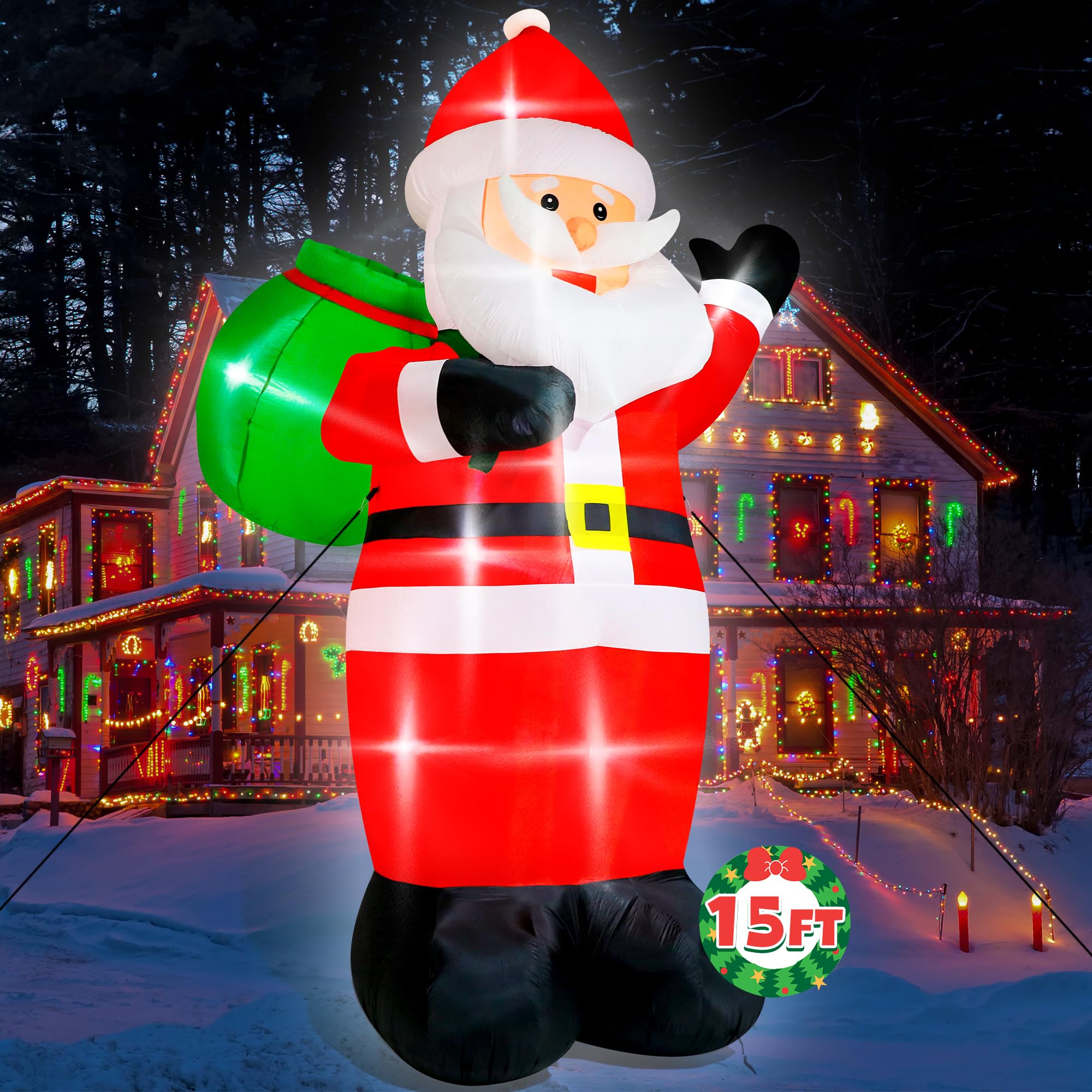 Amazon.com: 15FT Christmas Inflatables Santa, Giant Inflatable Santa ...