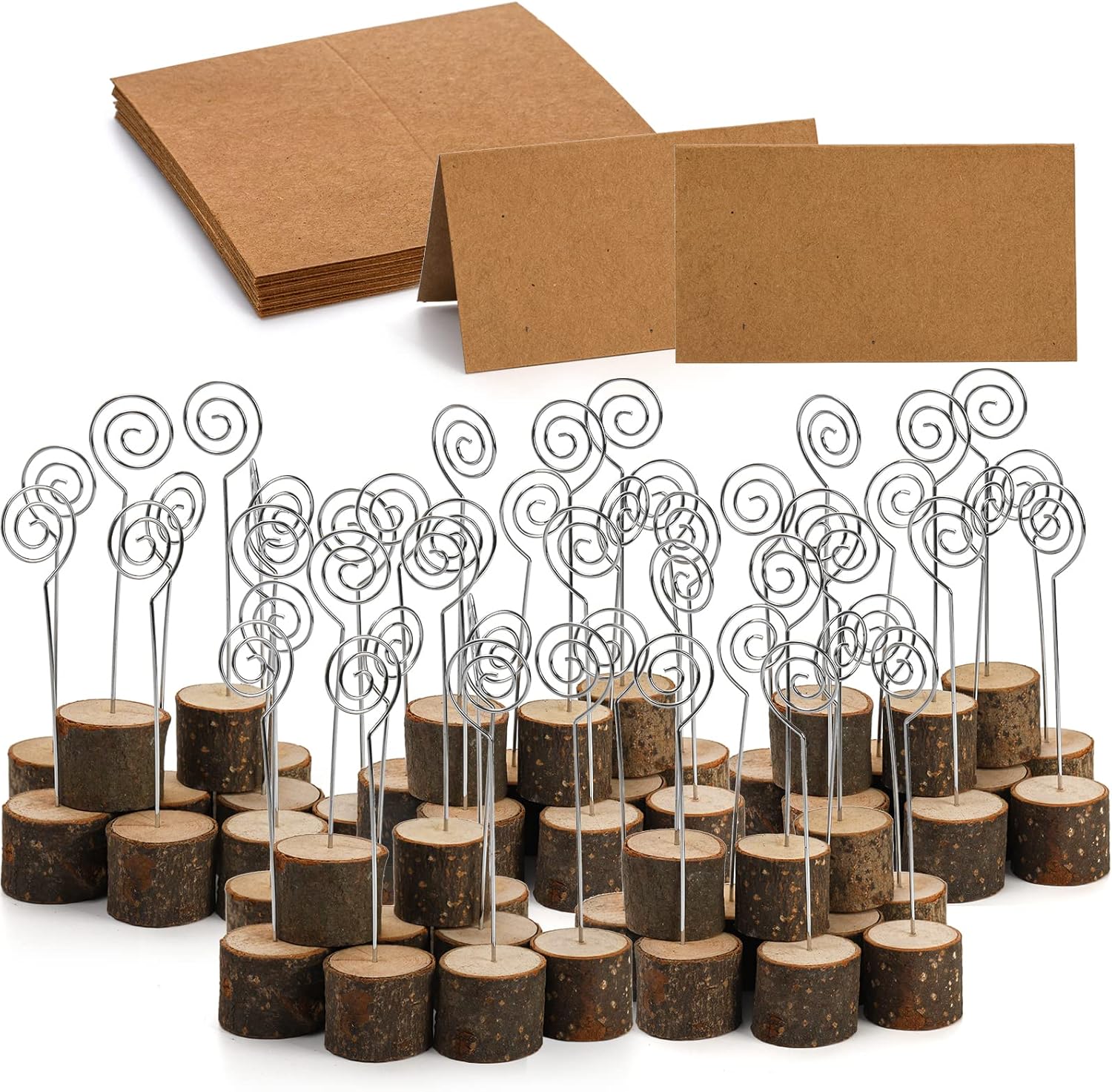 Amazon.com: Tosnail 50 Pack Wooden Place Card Holders with 50 Kraft ...