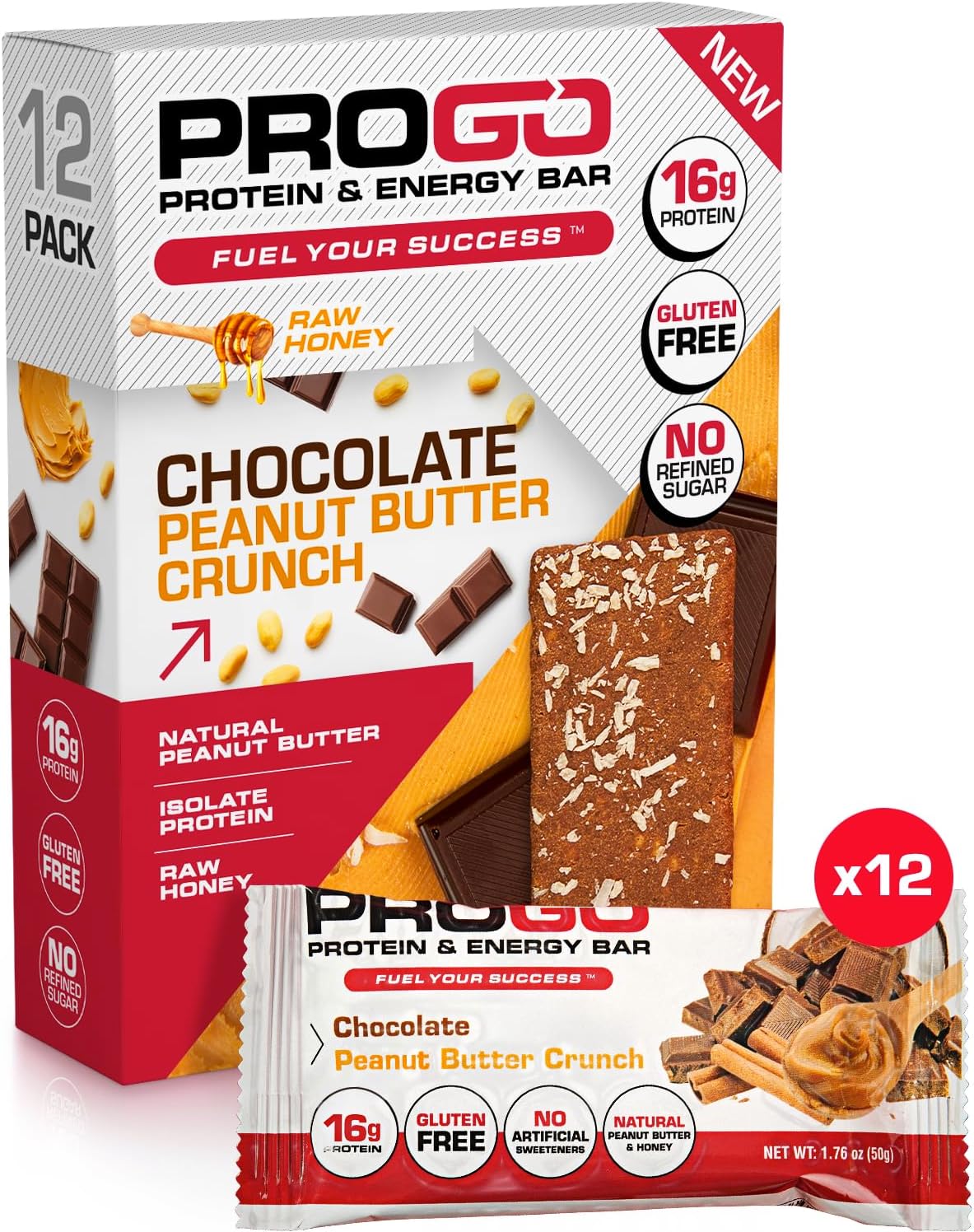 Amazon.com : Progo Protein Bars | High Energy Low Sugar Chocolate ...