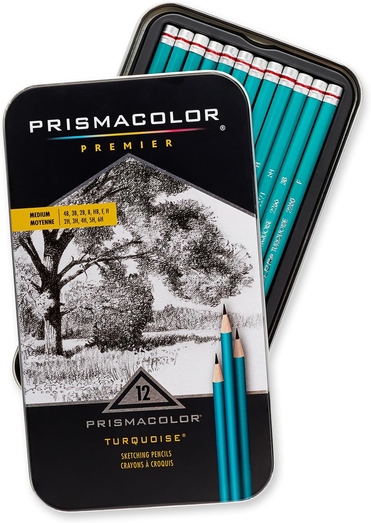Prismacolor 24192 Premier Turquoise Graphite Sketching Pencils, Medium ...