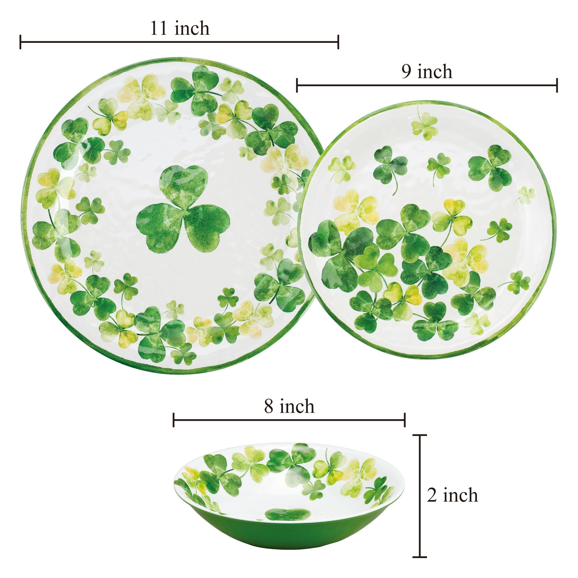 Snapklik.com : UPware 12 Piece Shamrocks Melamine Dinnerware Sets