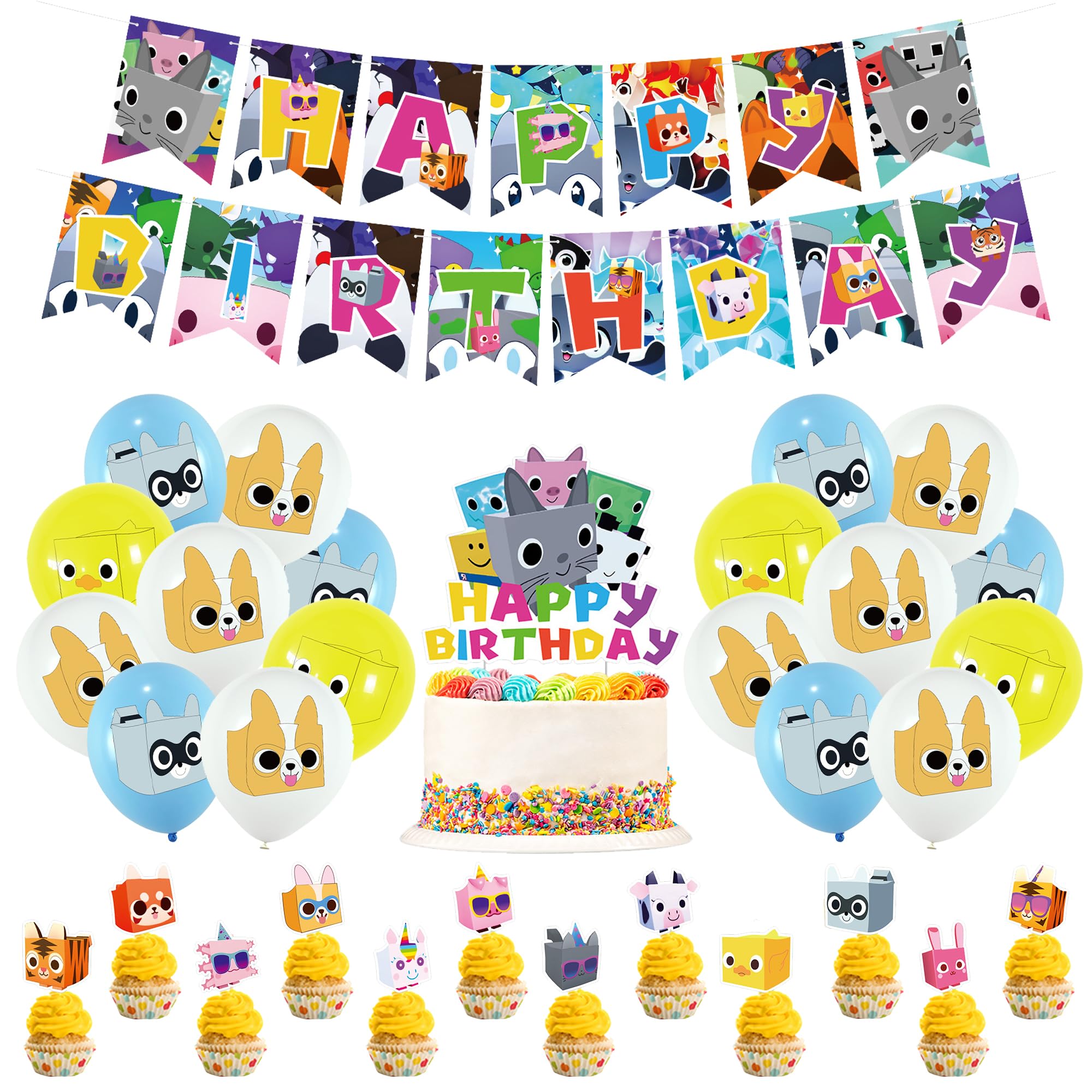 Pet Simulator Birthday Party Decorations 32 Count Vibrant Mixed Colors ...