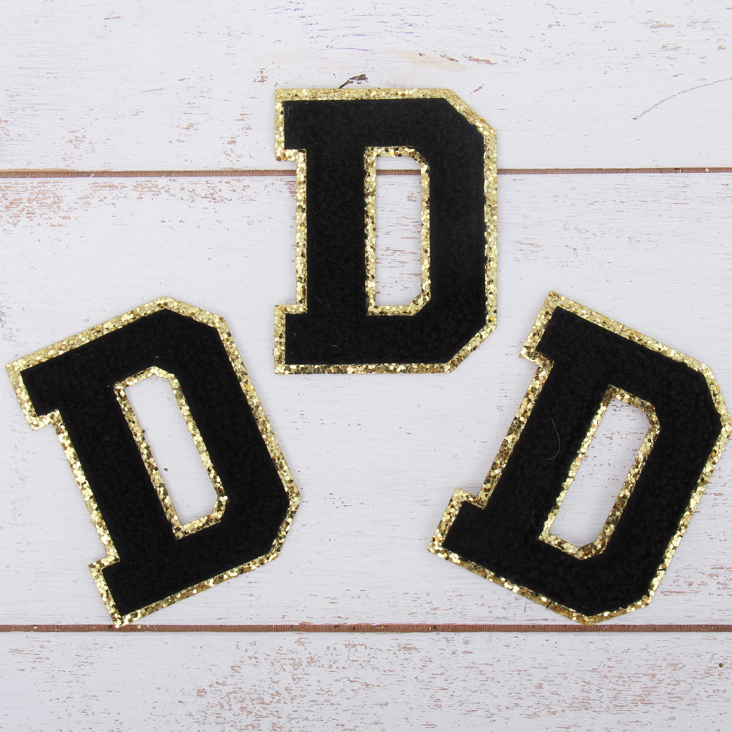 Amazon.com: 3 Pack Chenille Iron On Glitter Varsity Letter "D" Patches ...