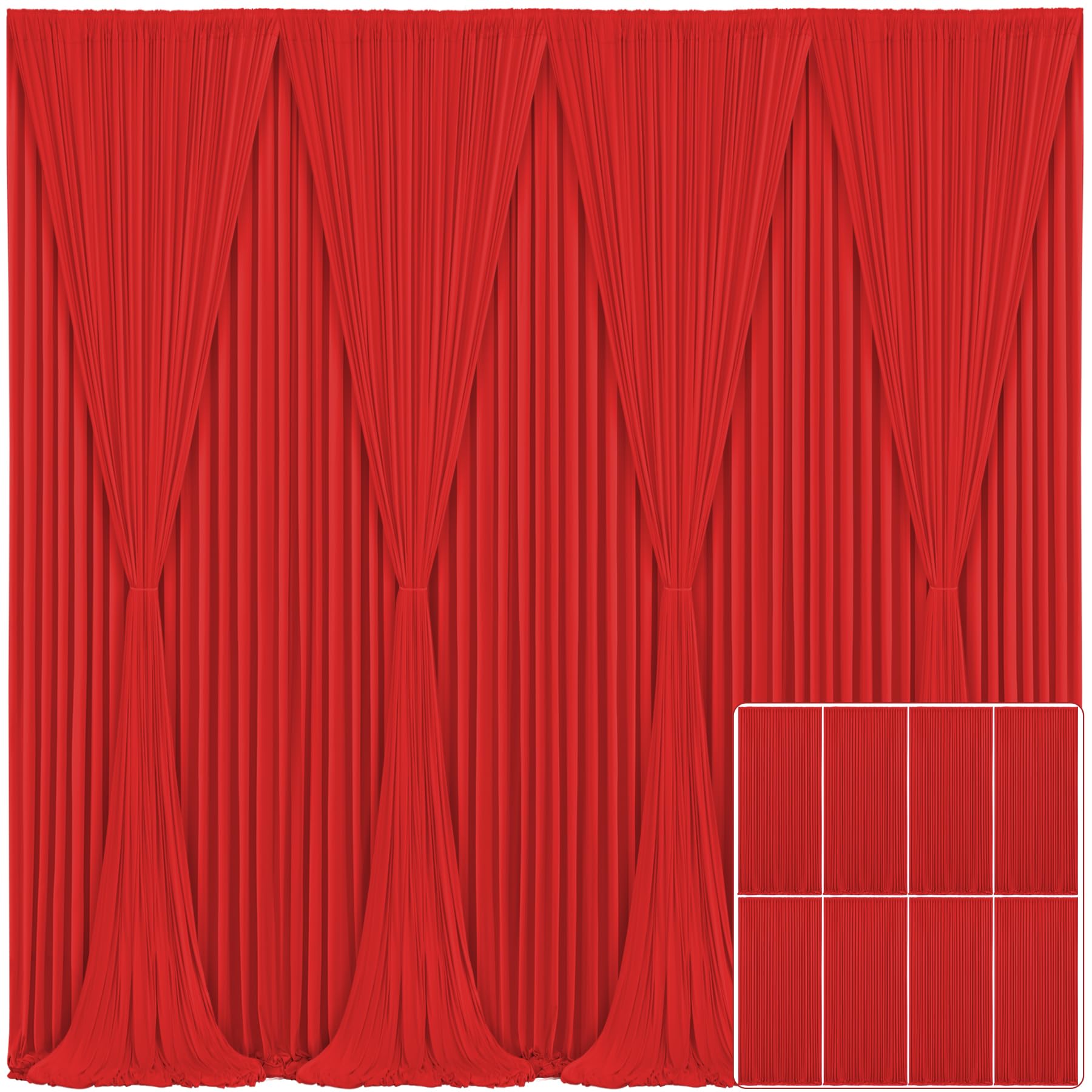 Amazon.com : 8 Panels Red Backdrop Curtain for Parties Wedding Wrinkle ...