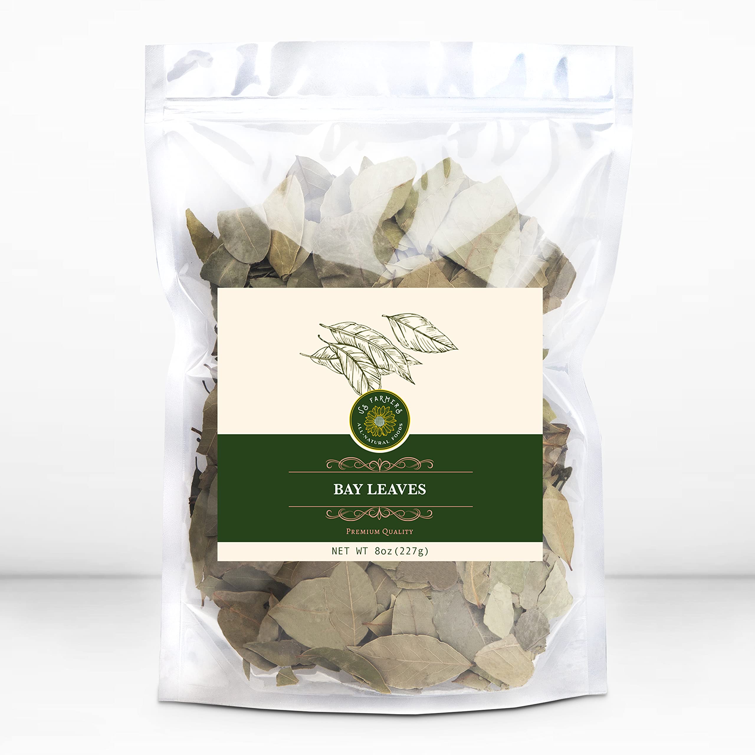 US-FARMERS Natural Premium Quality 8oz Whole Bay Leaves in Resealable ...
