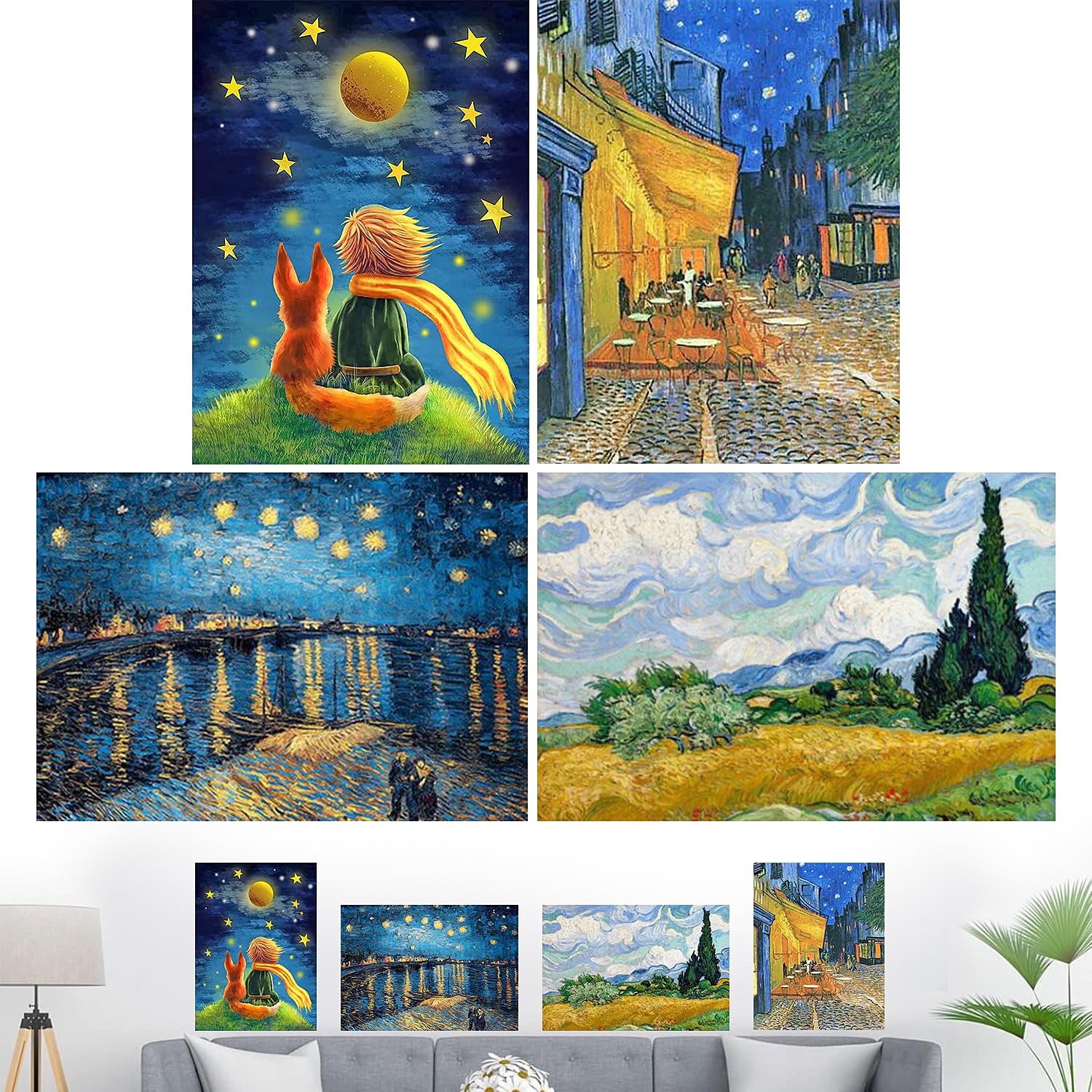 RUBOQE 4 Set Pintura de Diamantes DIY 5D, Paint by Numbers Kit, Pintura ...