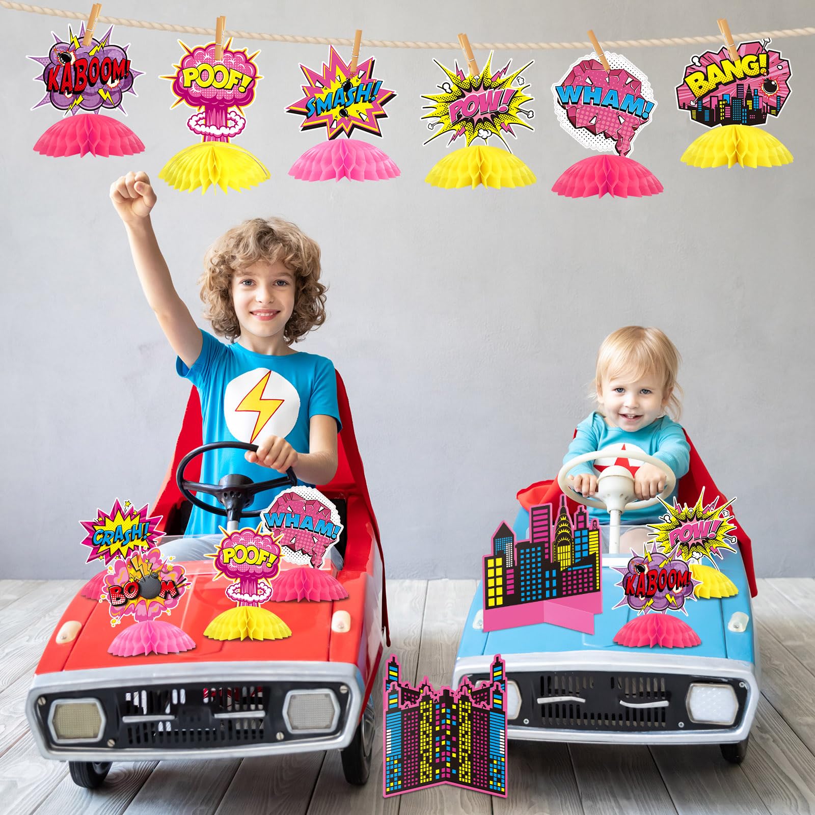Snapklik.com : Funrous 11 Pieces Hero Party Decoration Hero Honeycomb ...