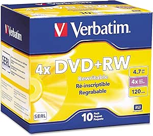 Verbatim DVD+RW 4.7GB 4X with Branded Surface - 10pk Jewel Case - 94839 : Amazon.co.uk ...