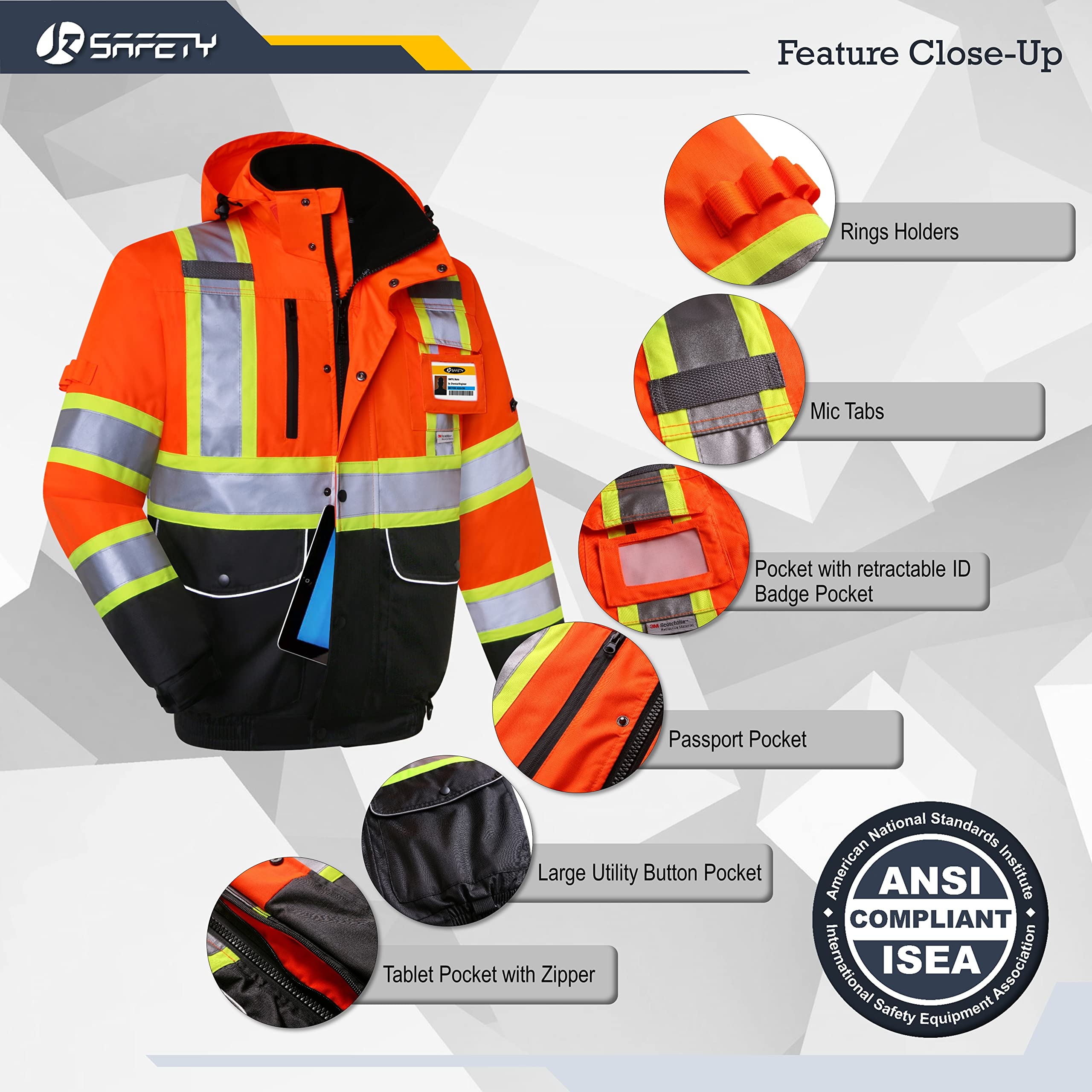 Snapklik.com : JKSafety 10 Pockets Hi-Vis Waterproof 3M Reflective ...