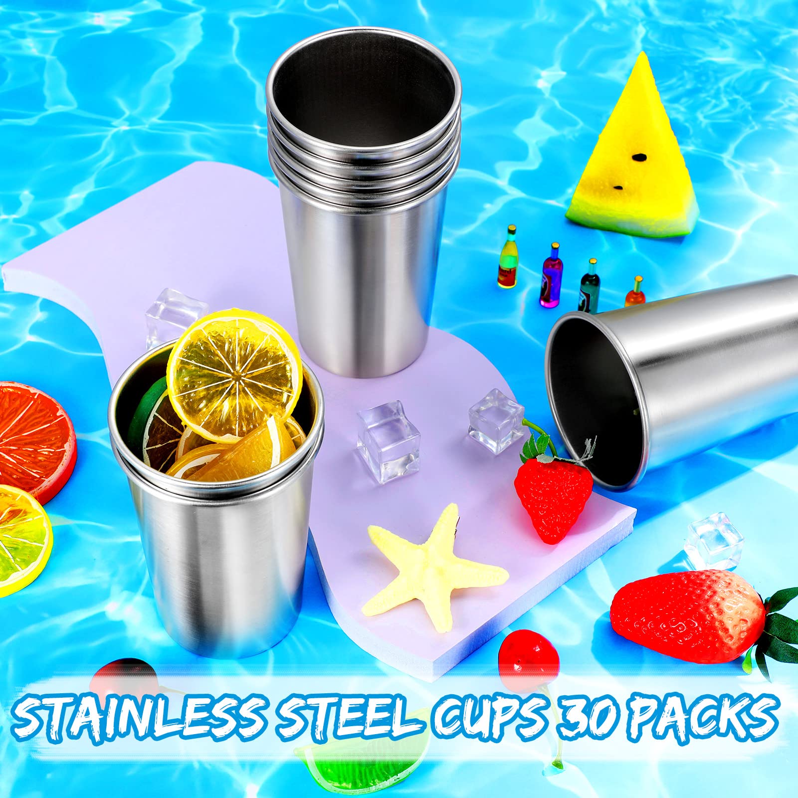 50 Pcs 8.8 Oz Stainless Steel Cups Bulk Small Metal Pint Cups ...