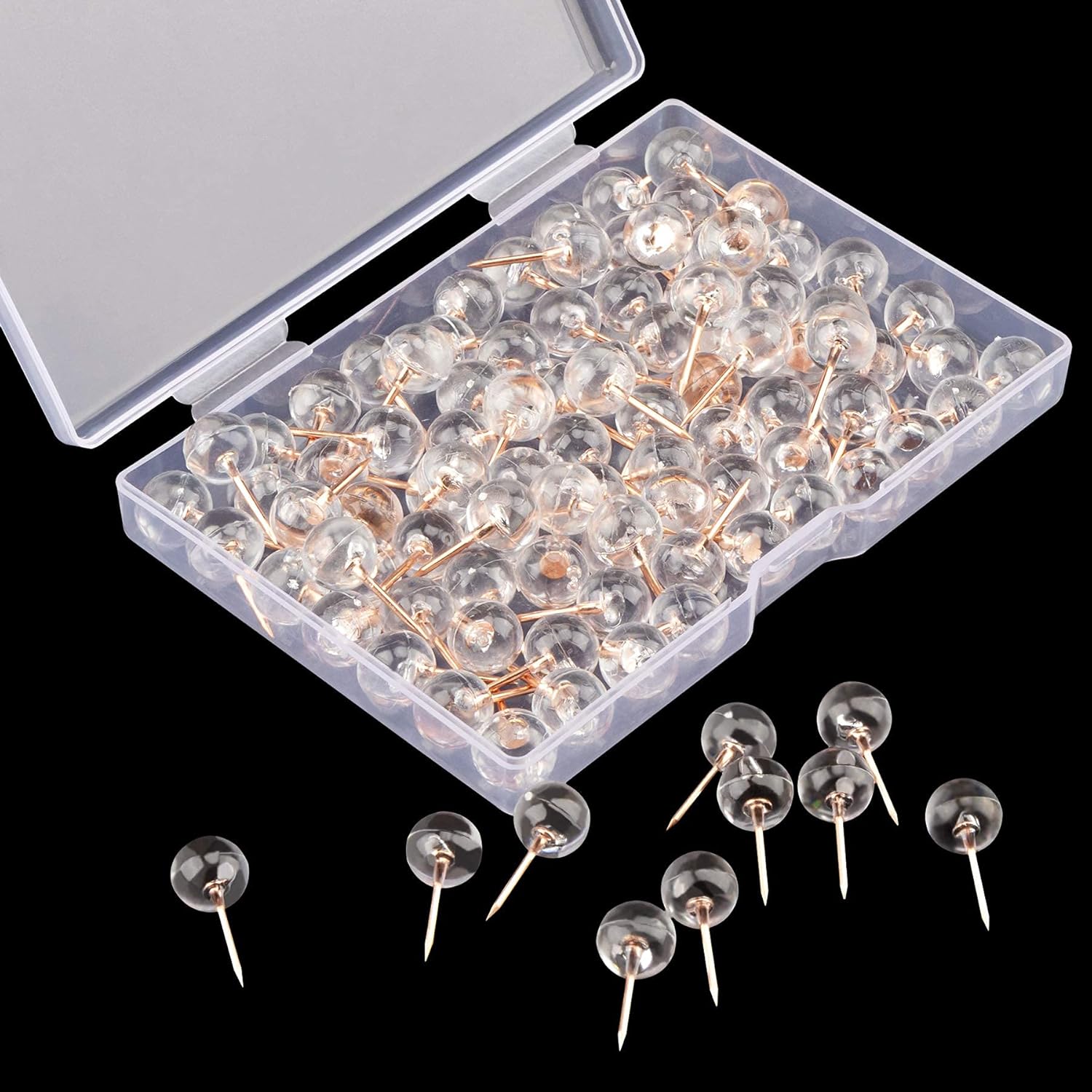 Jieddey Push Pins,100 Pcs Clear Thumbtack Transparent Drawing Pins Rose ...
