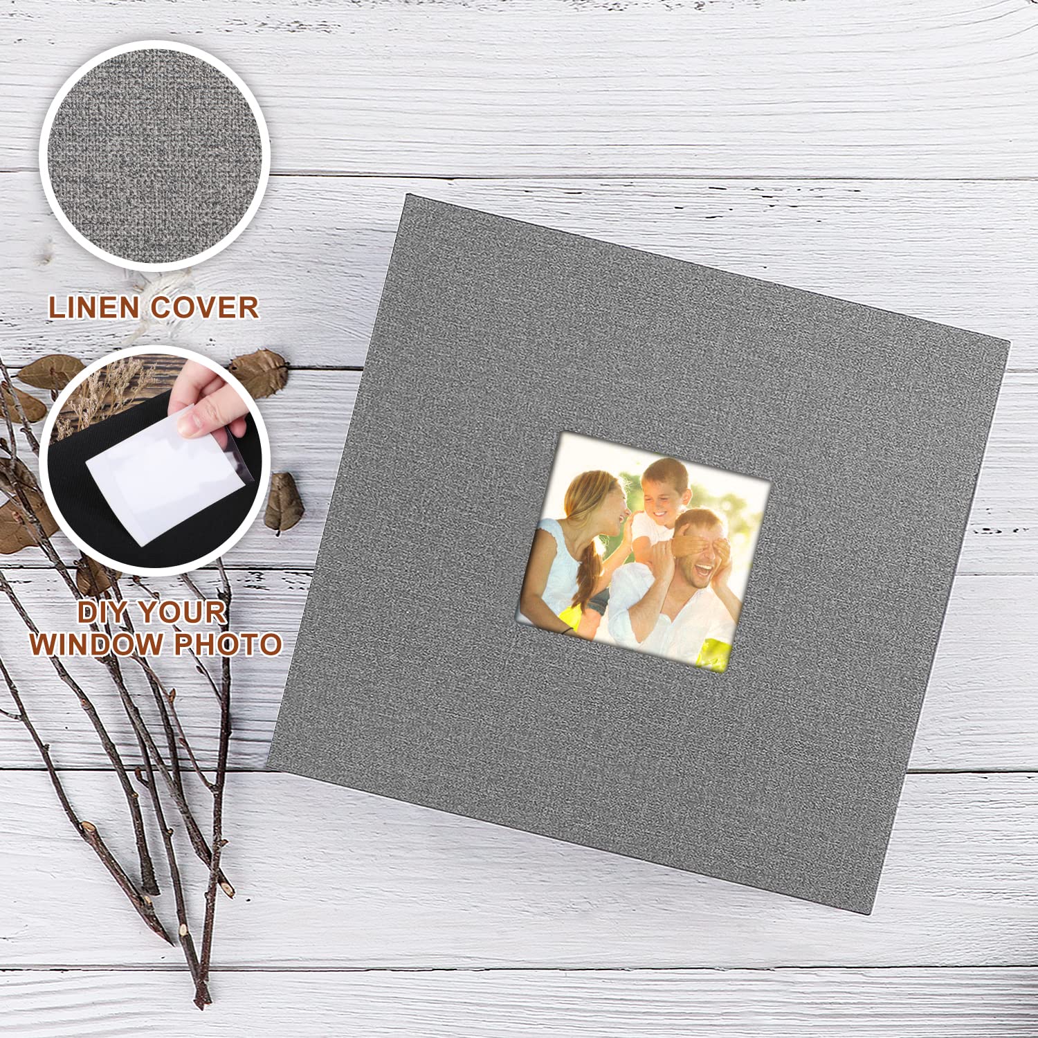 Snapklik.com : Lanpn Photo Album 8x8, Linen Hard Cover Acid Free Slip ...
