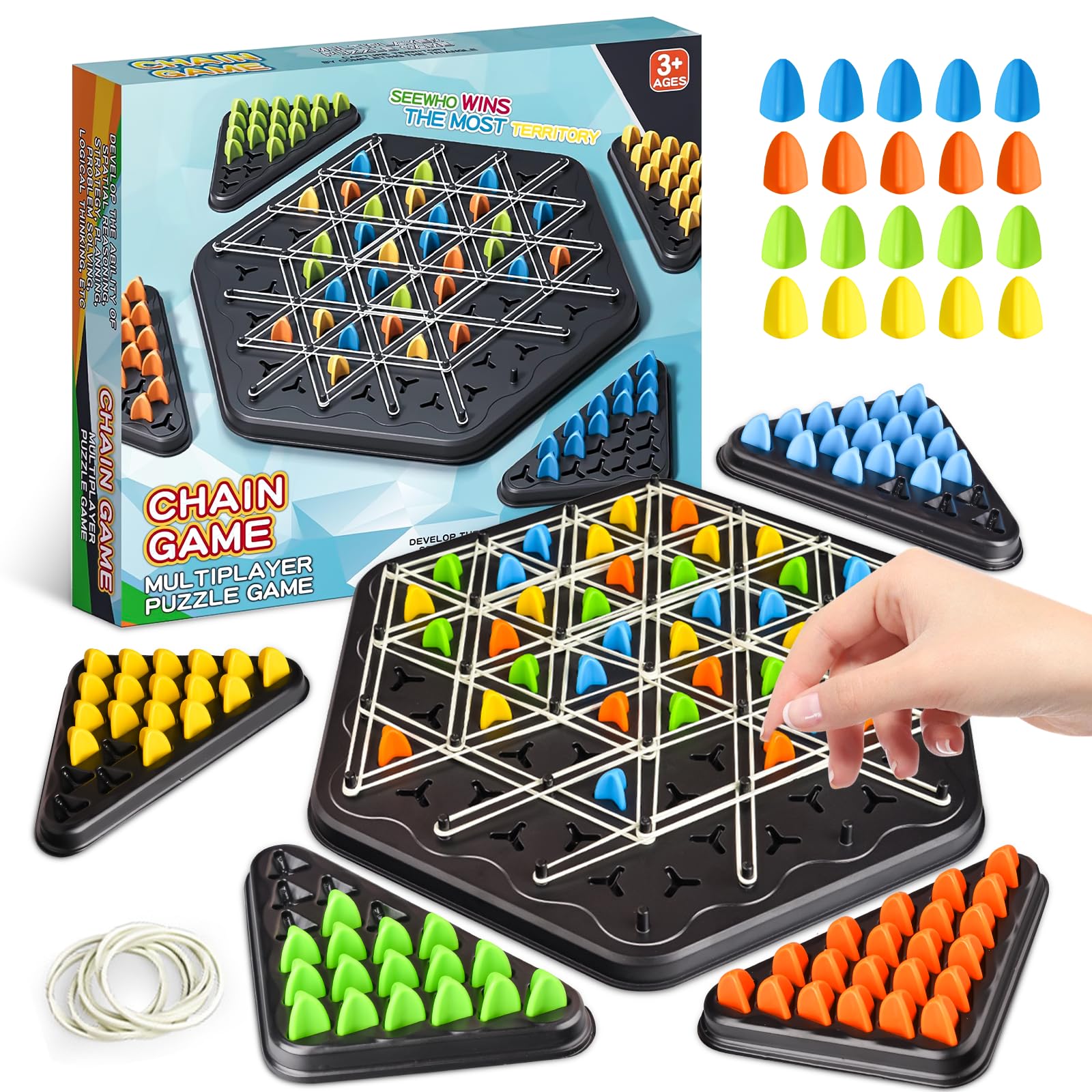Chain Triangle Chess Game, Wavelength Board Game, Triangle Rubber Band ...
