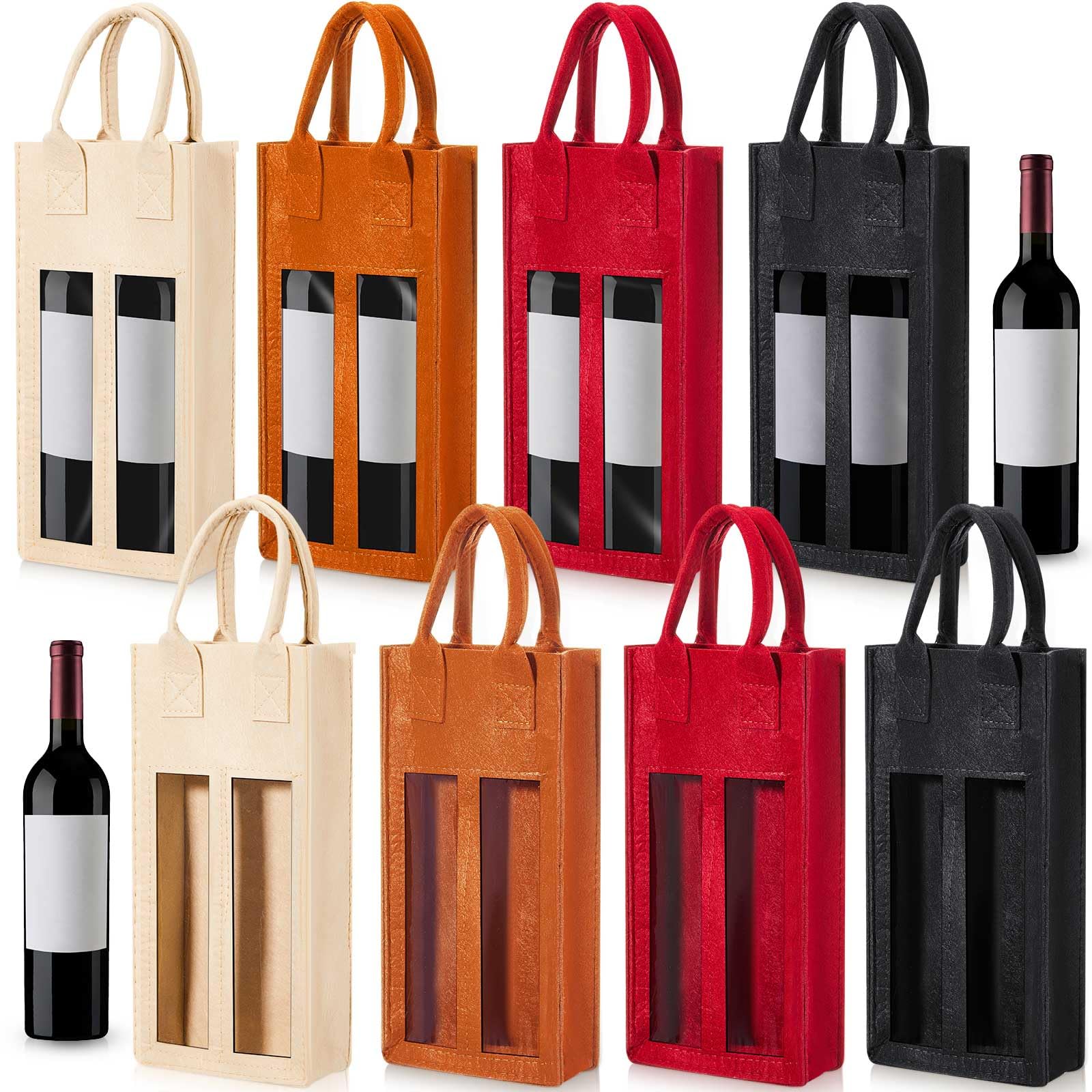 Amazon.com: Vincreem 8 Pcs Double Wine Bag with Window Felt Wine ...