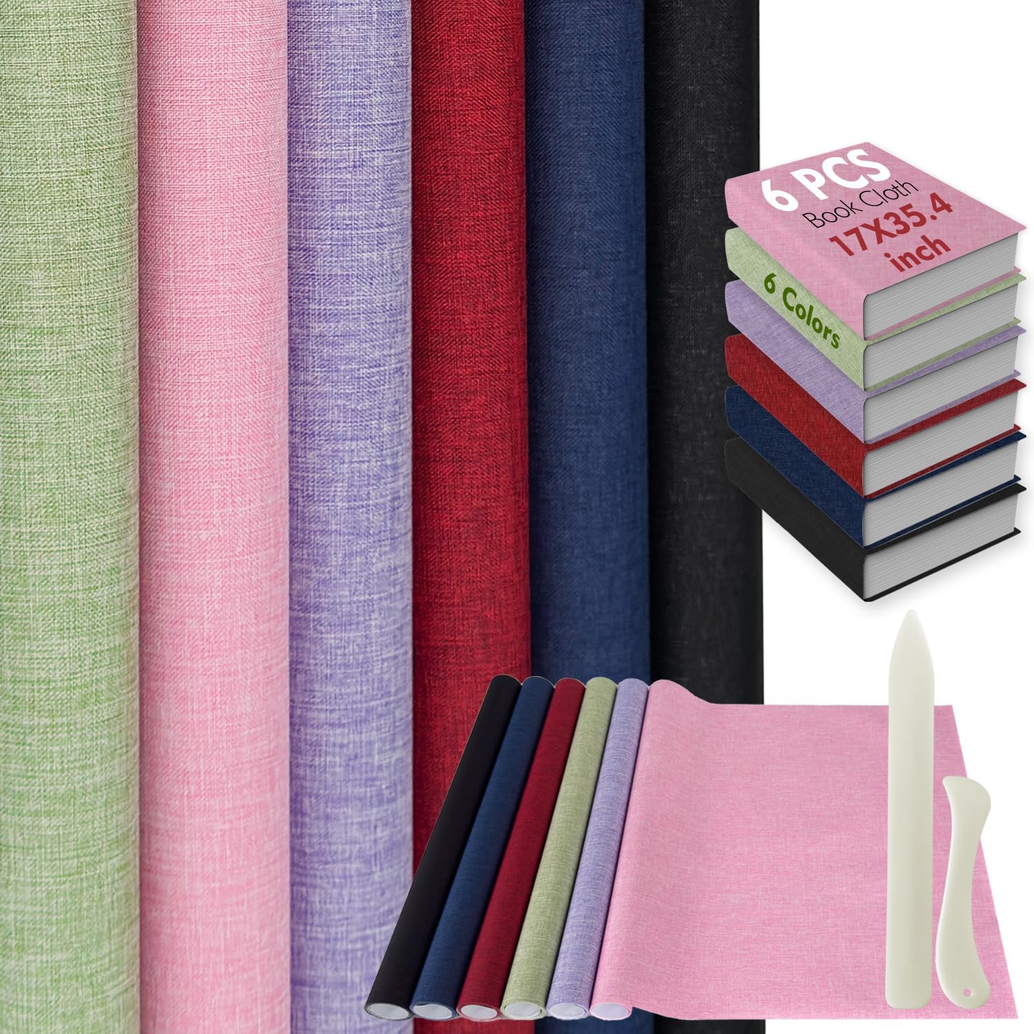 Amazon.com: 6 colors Book cloth for book binding17x35.4 inches Fabric ...