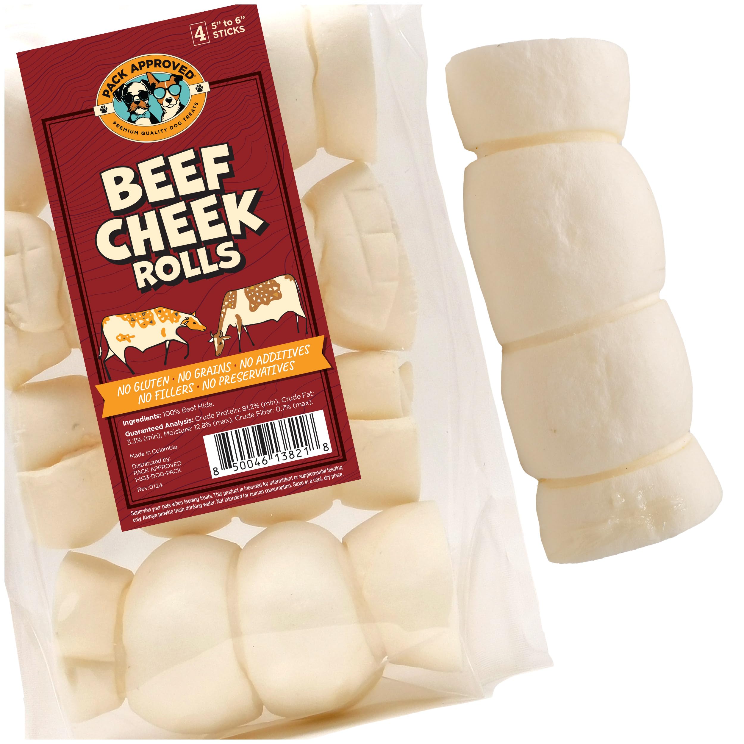 Amazon.com : Pack Approved Beef Cheek Rolls for Dogs - Natural & Odor ...