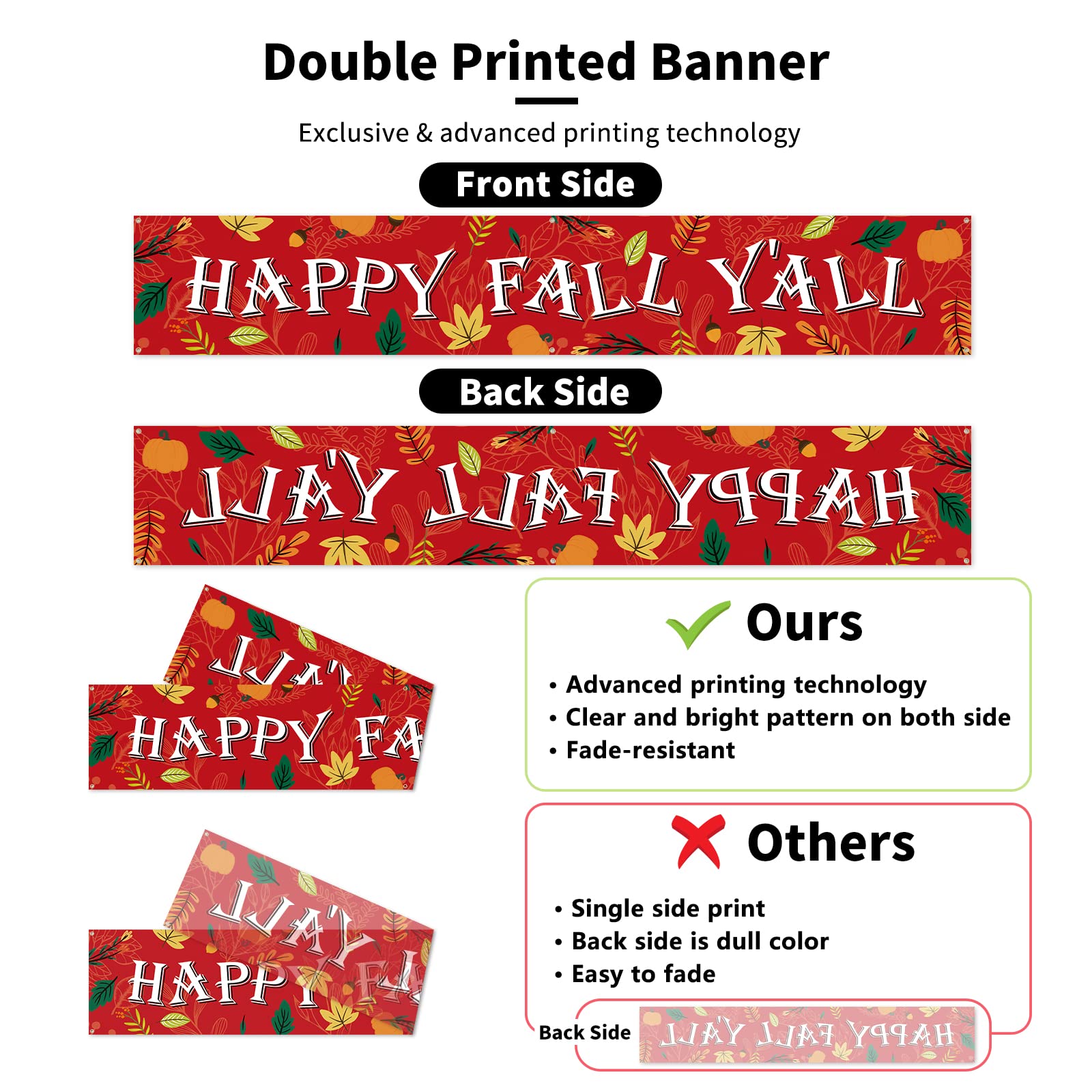 Snapklik.com : Happy Fall Banner 120"x 20" Decorations Outdoor ...