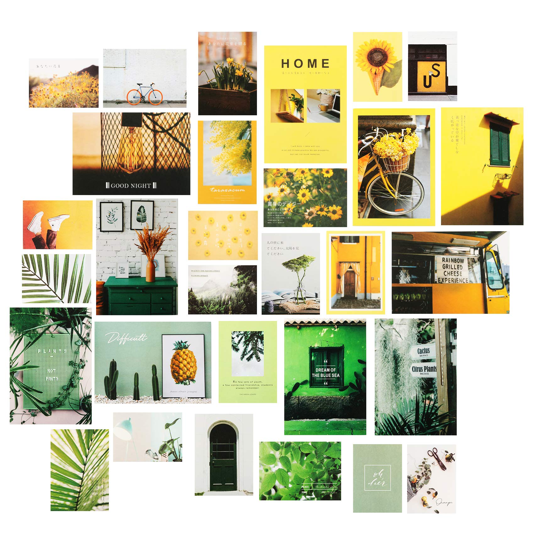 Yellow And Green Wall Collage Kit Aesthetic Pictures Japanese Style ...