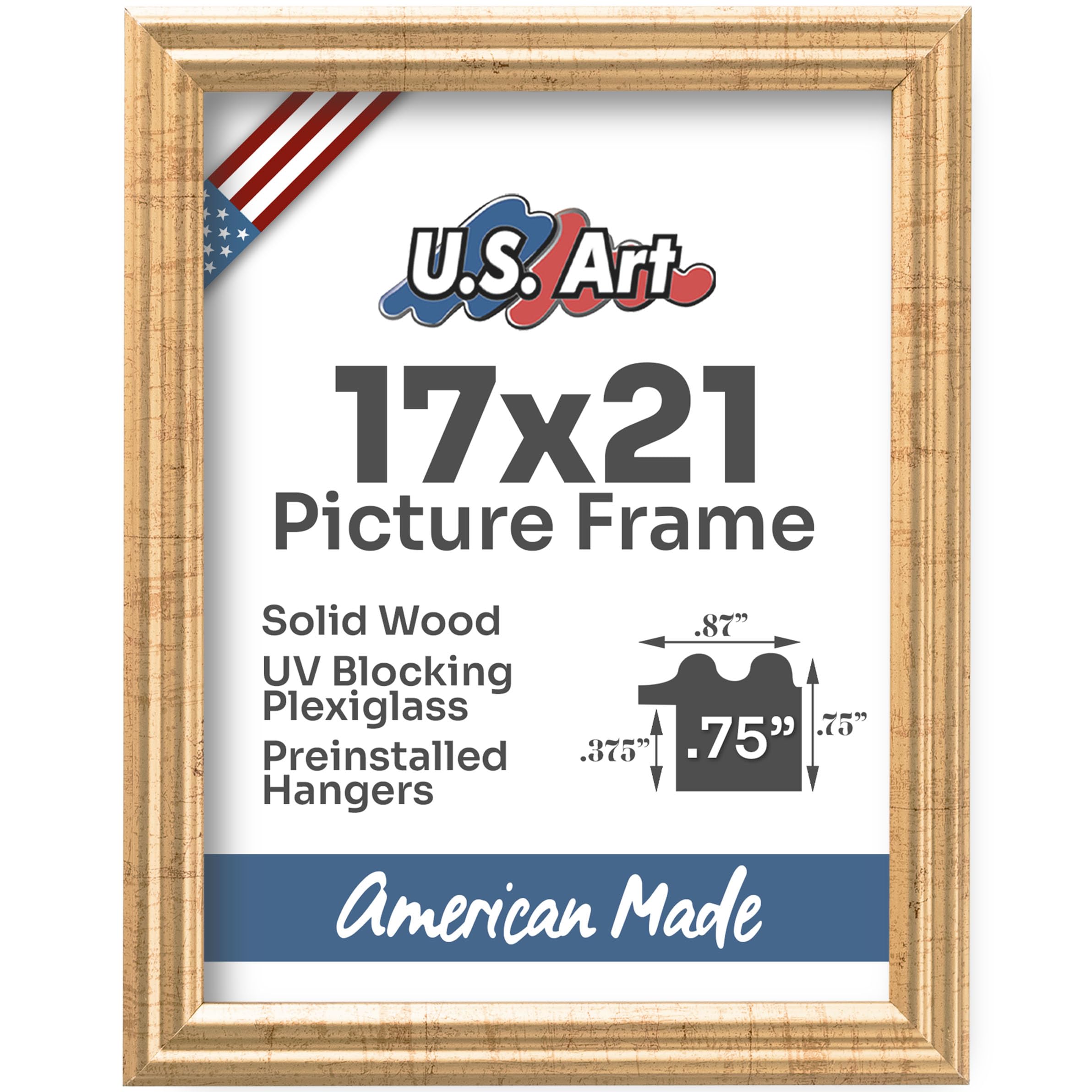 Amazon.com: US Art 17x21 Antique Gold 0.75 in Wooden Photo Picture ...