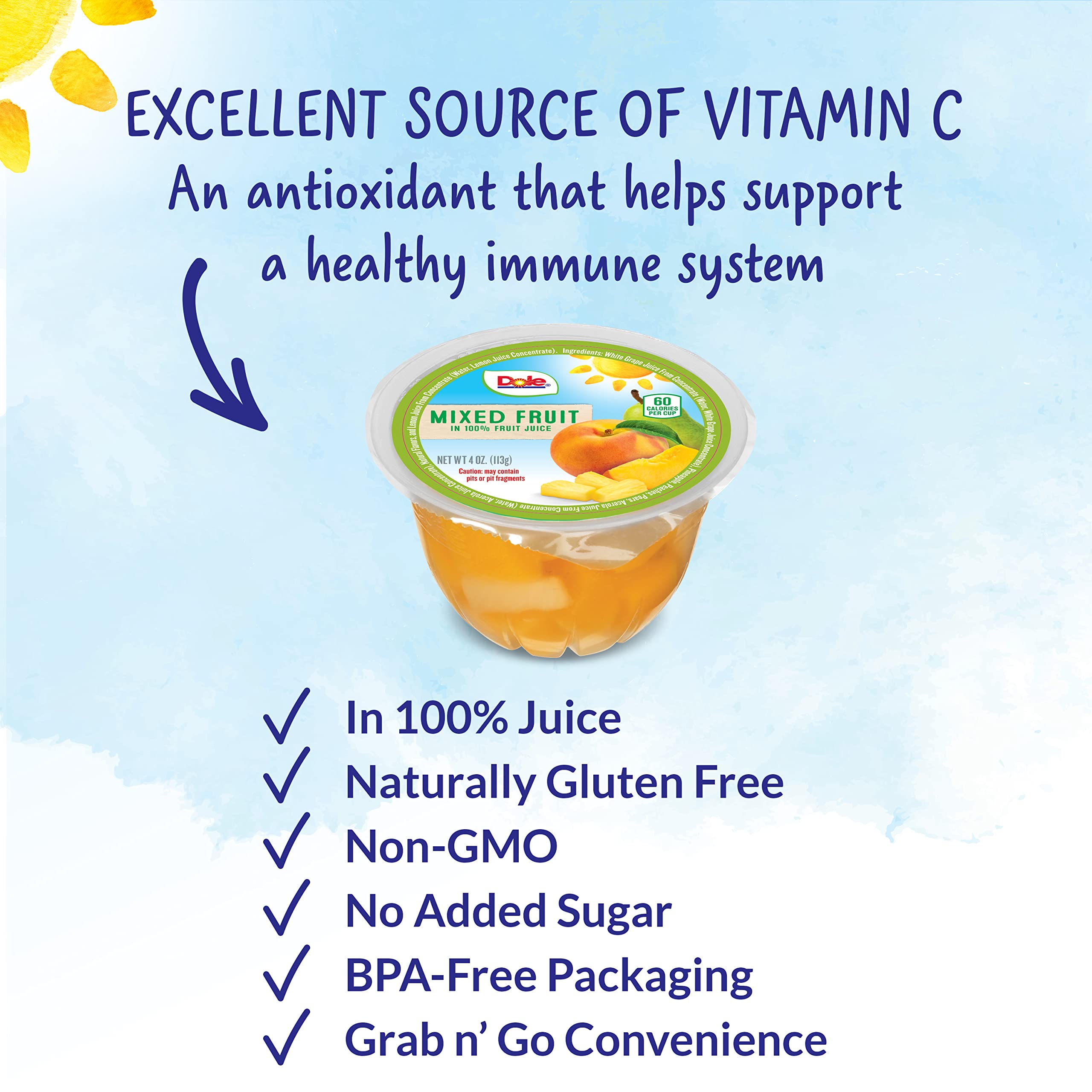 Snapklik.com : Dole Fruit Bowls Mixed Fruit In 100% Juice Snacks