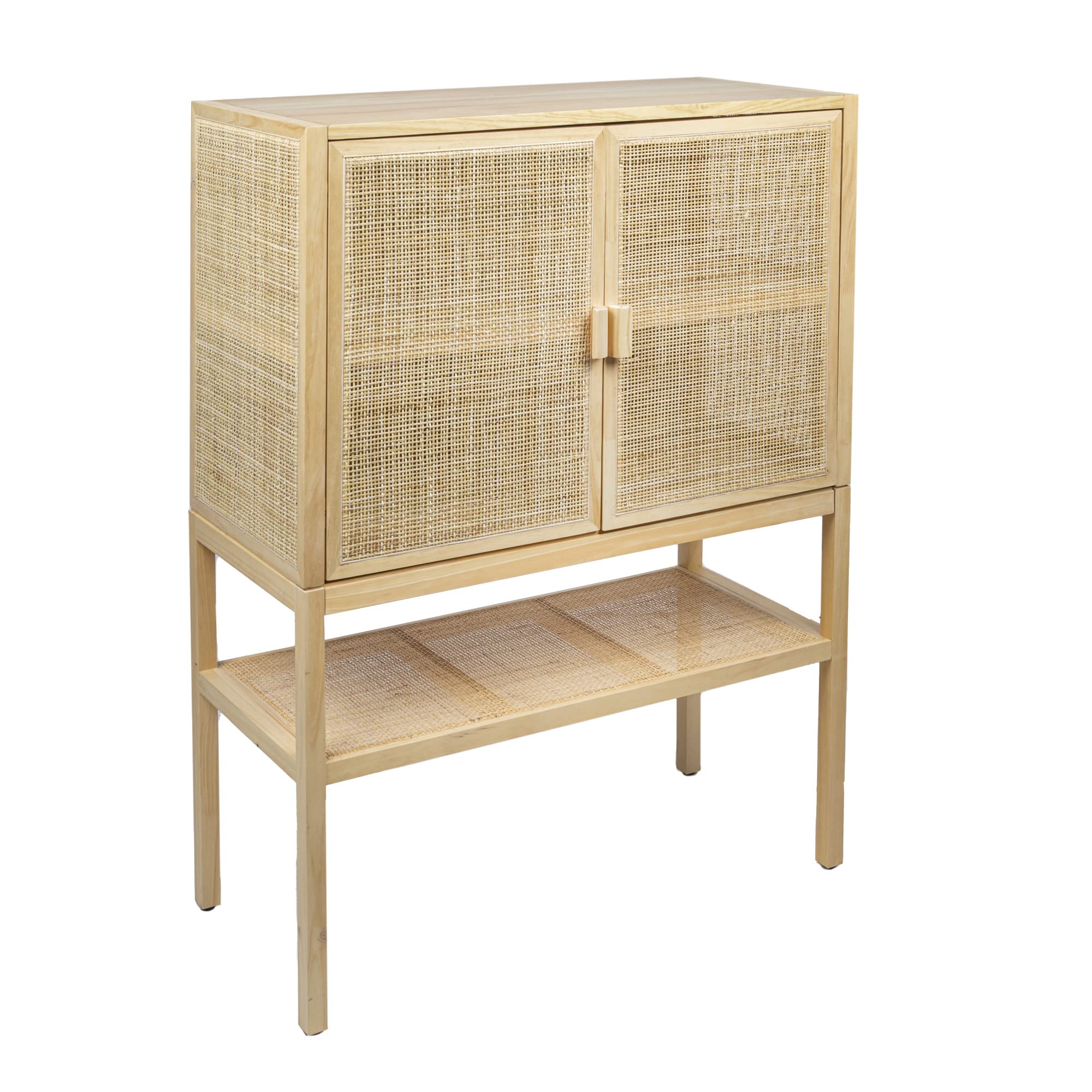 Amazon.com: Creative Co-Op Boho Woven Rattan and Wood Cabinet with 2 ...