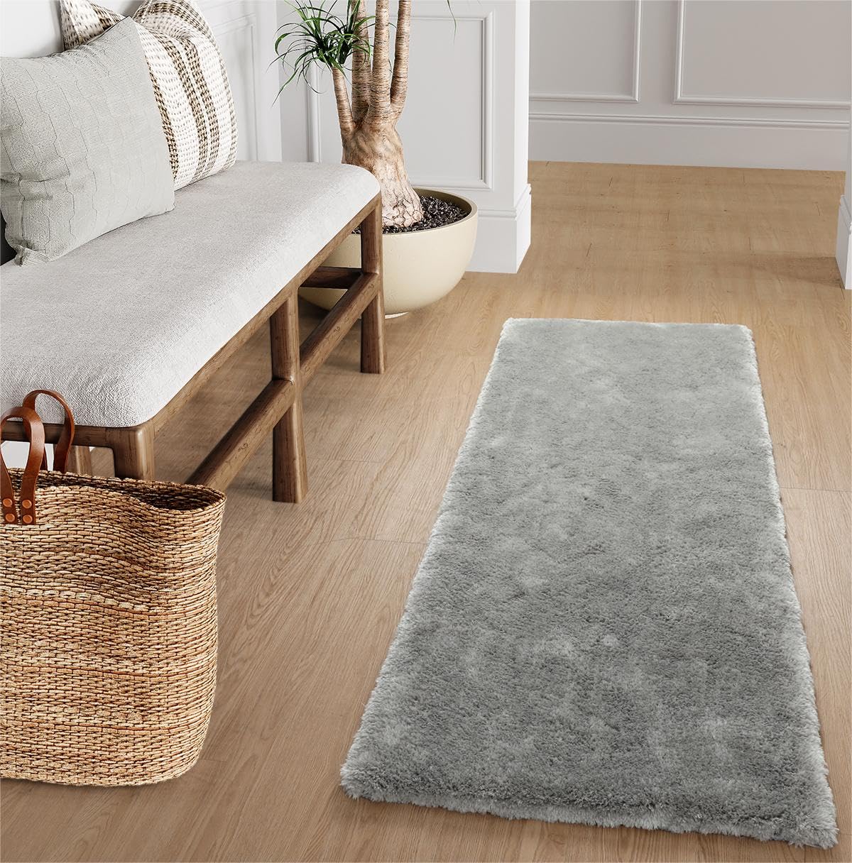 Snapklik.com : LIVEBOX Machine Washable Grey Runner Rug 2x6 - Shaggy ...