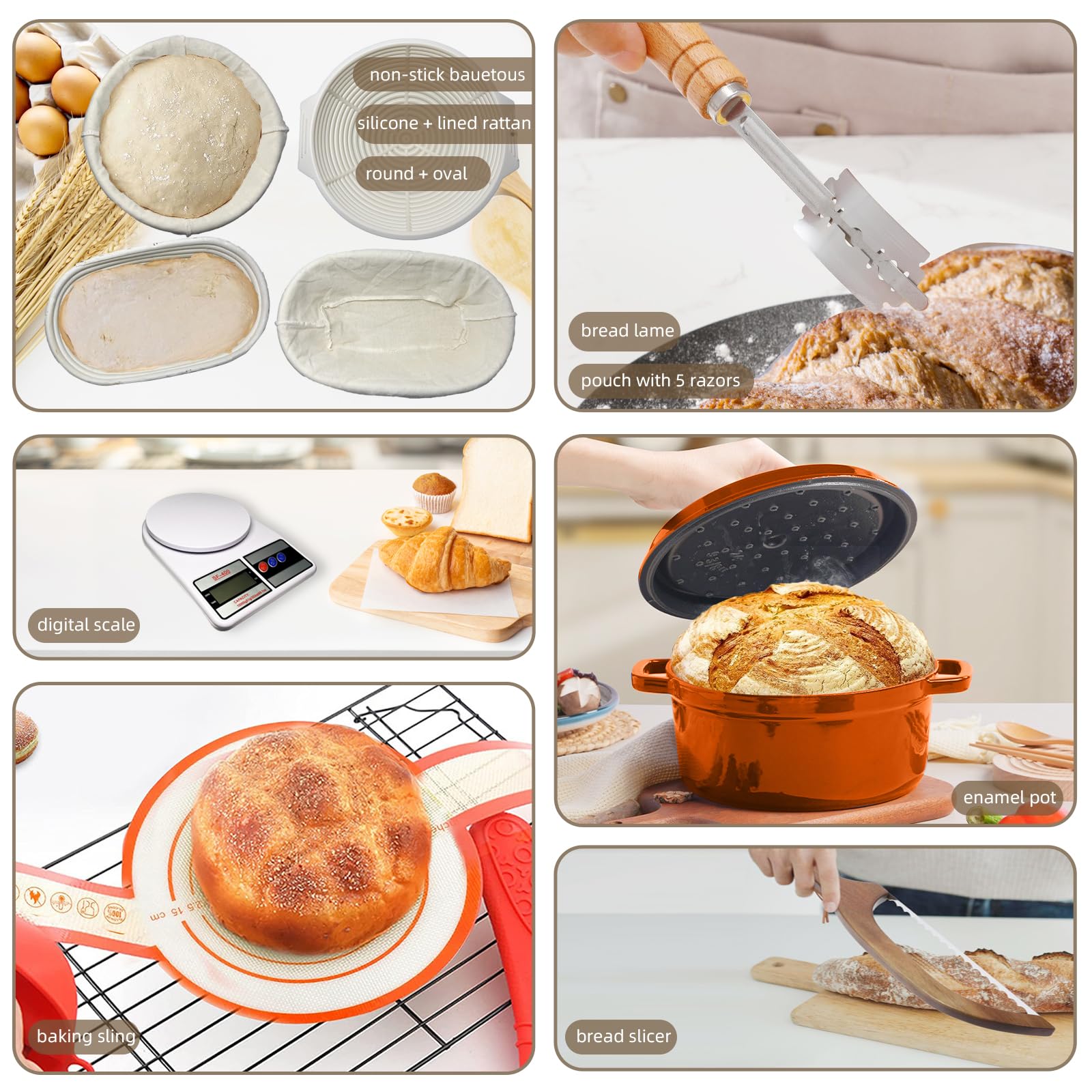 Snapklik.com : 4 Color Complete Sourdough Bread Makin Starter Kit ...