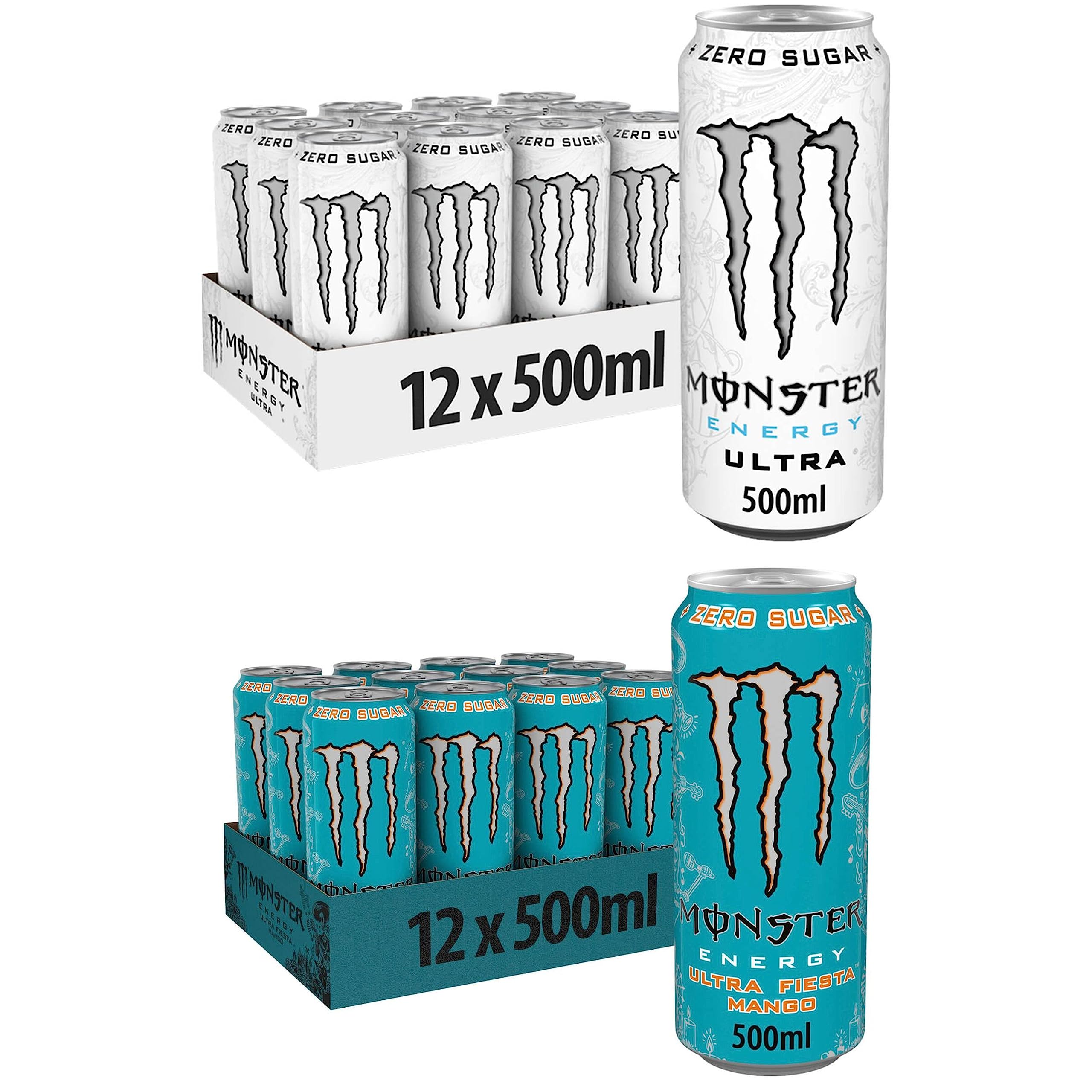Buy Monster Energy Drinks 24 Pack 500ml (12 Cans Ultra White & 12 Cans ...