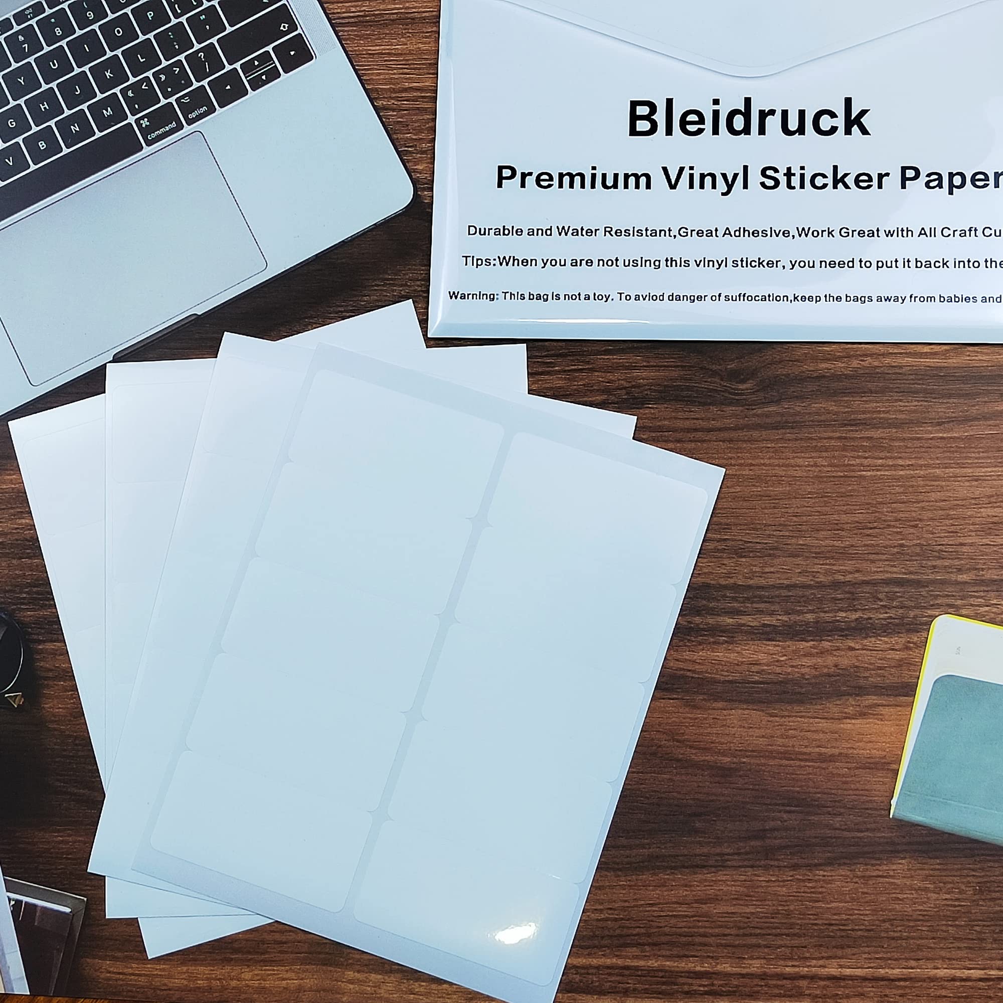 Snapklik.com : 200 Labels Glossy White Waterproof Rectangle Labels