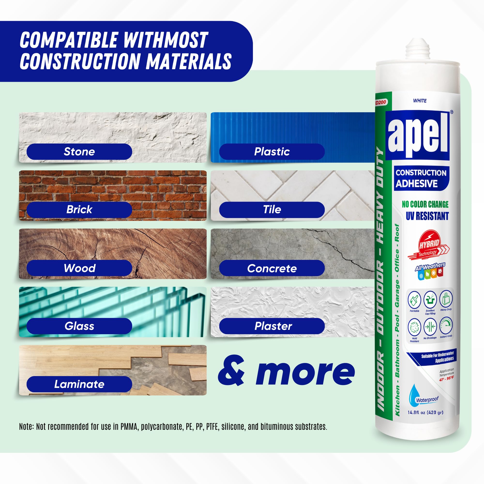 Snapklik.com : Apel HD200 Heavy Duty Construction Adhesive, Hybrid ...