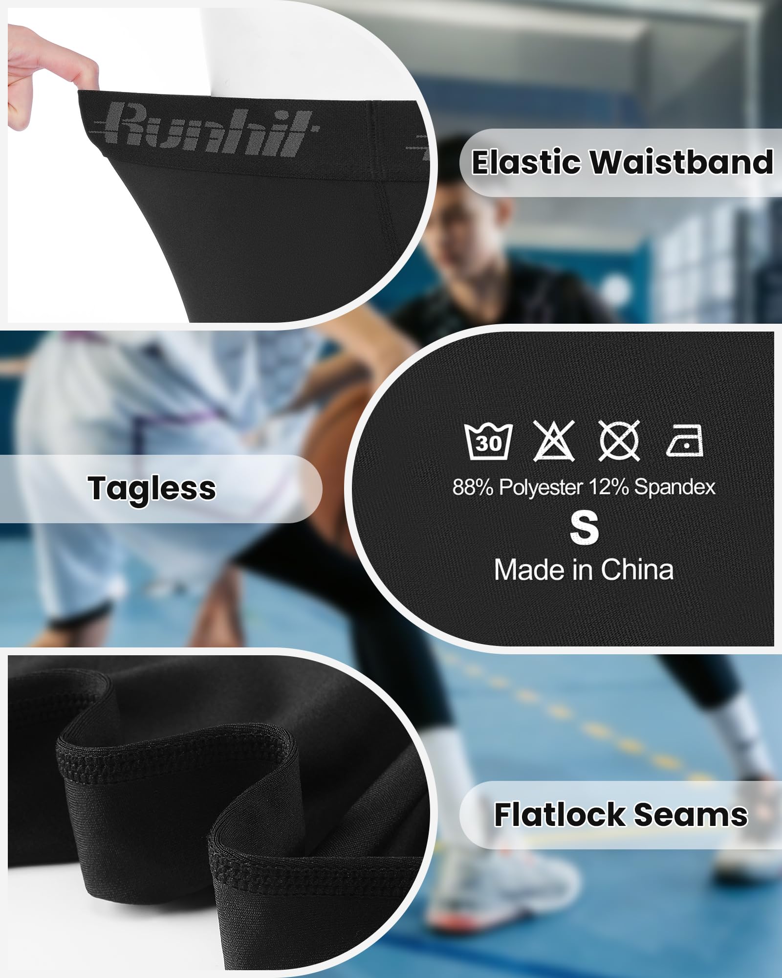Snapklik.com : Boys Basketball One Leg Compression Tights Youth Full ...