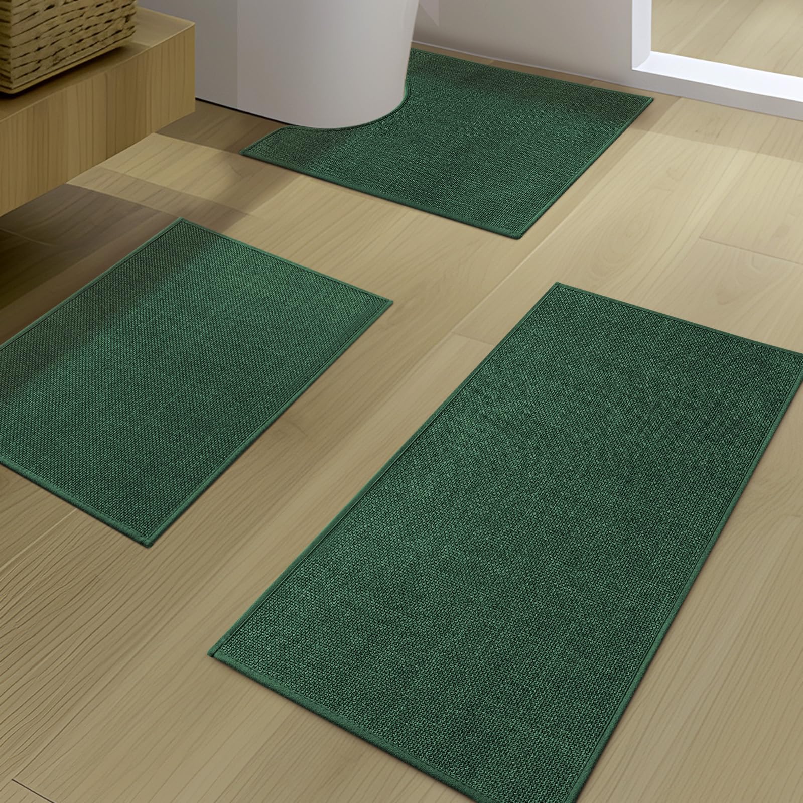 Amazon.com: YIHOUSE Green Bathroom Rug Sets 3 Piece, Absorbent Bath Mat ...