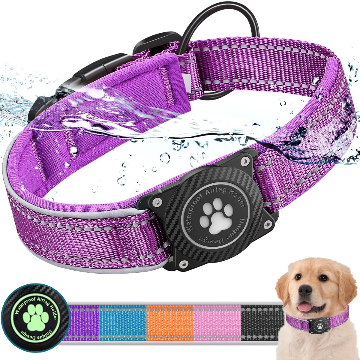 Amazon.com : OKVSKO Airtag Dog Collar with Waterproof Air Tag Holder ...