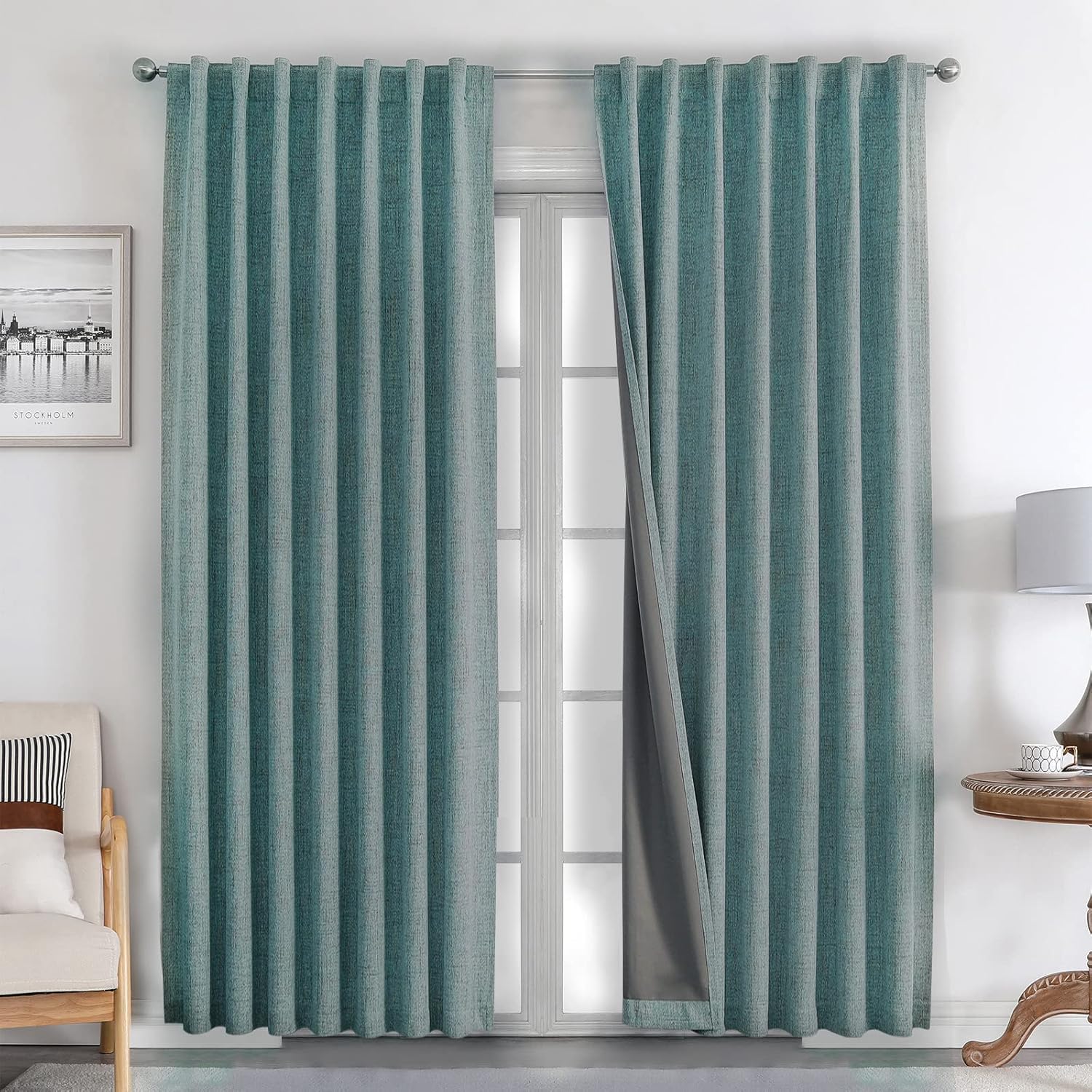 Amazon.com: Joydeco Linen Curtains 84 inch Length 2 Panels Set Burg 100 ...