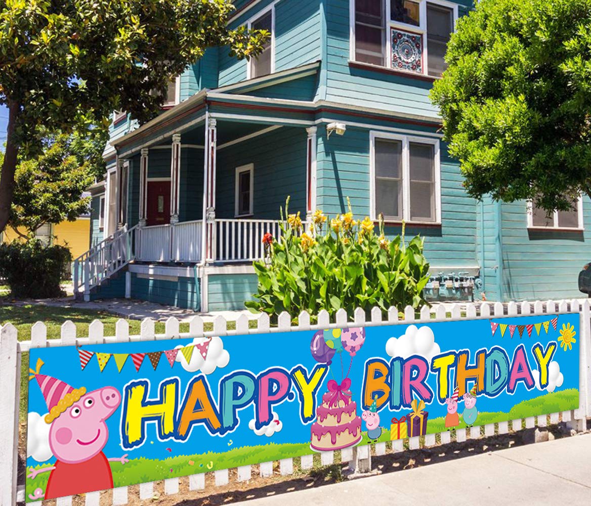 Little Pig Happy Birthday Banner | Pink Pig Birthday Supplies for Kids ...