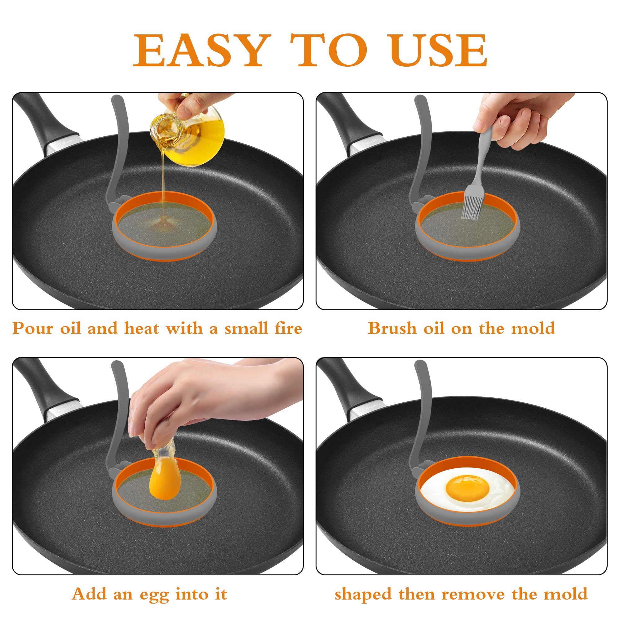 Snapklik.com : Silicone Egg Rings Pancake Molds Set Of 4, Silicone Egg ...