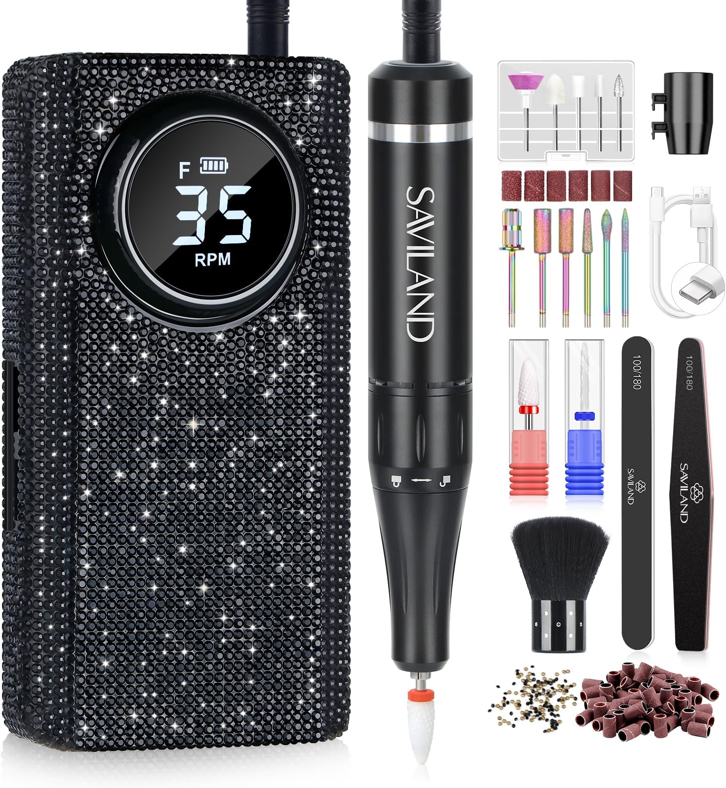 Amazon.com: Saviland Professionl Nail Drill Kit: Diamond Shiny ...