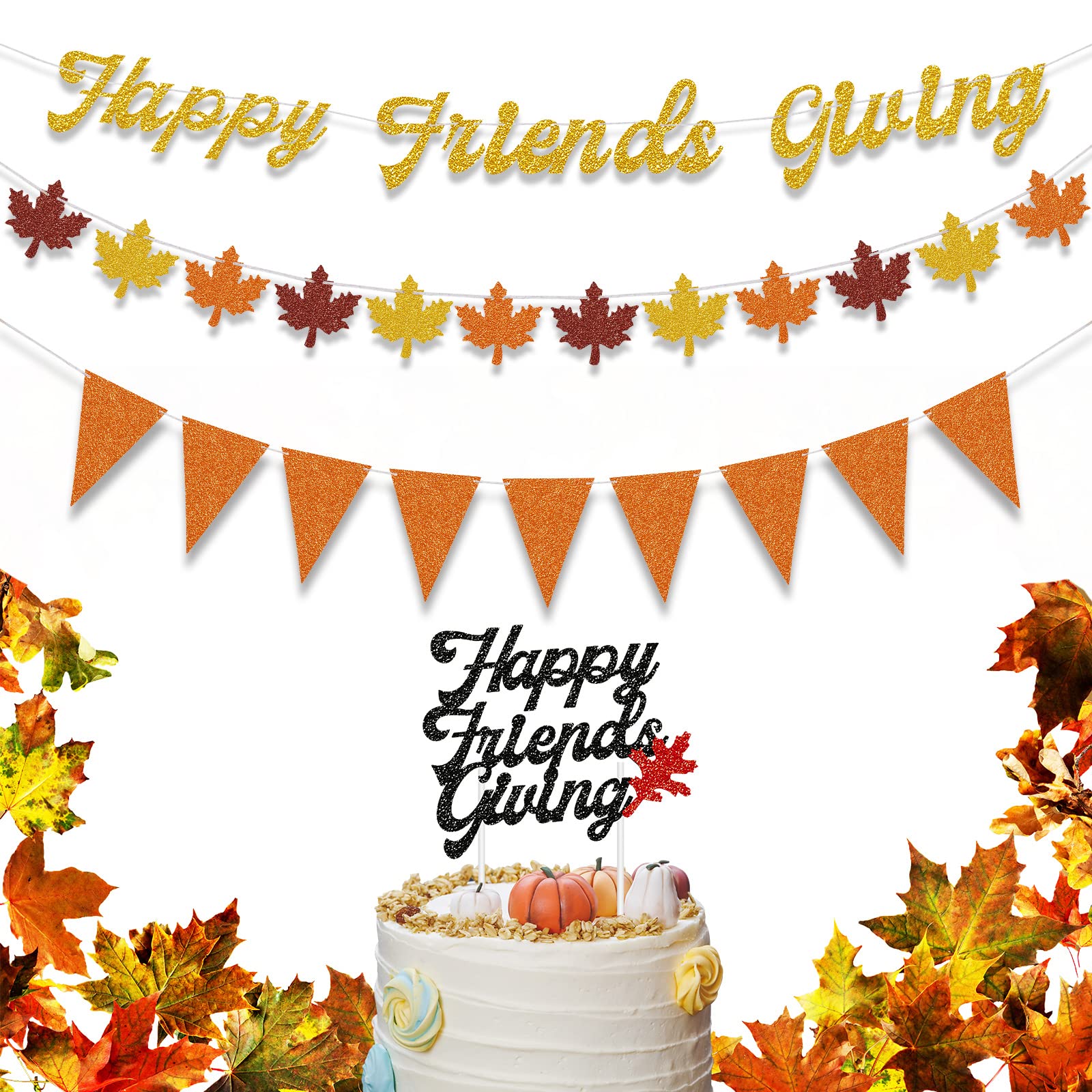 Amazon.com: 4 Pcs Friendsgiving Party Decorations Set Happy ...