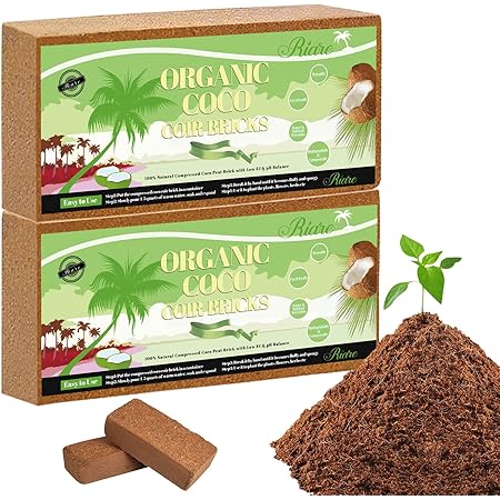 Amazon.com : Riare 2pcs Organic Coco Coir Bricks Soil Blocks- 100% ...