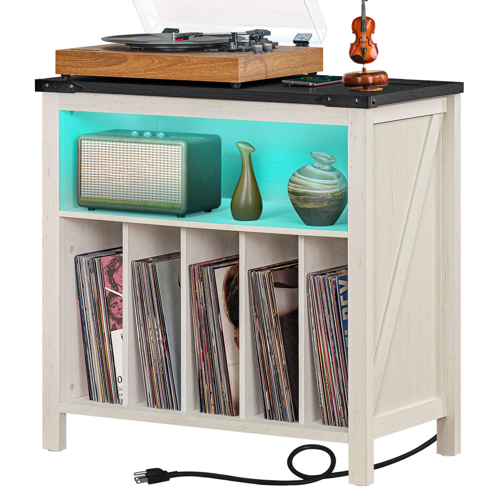 Amazon.com: Joaxswe Large Record Player Stand with Charging Station ...