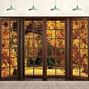 Amazon.com : 9x6ft Fall Window Backdrop Autumn Maple Forest Big Tree ...